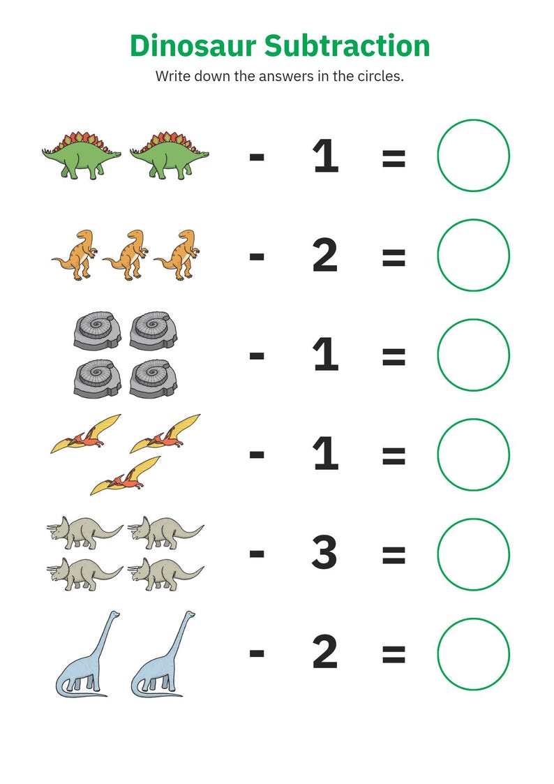 Learn Math With Dinosaurs School Activity for Kids - Etsy