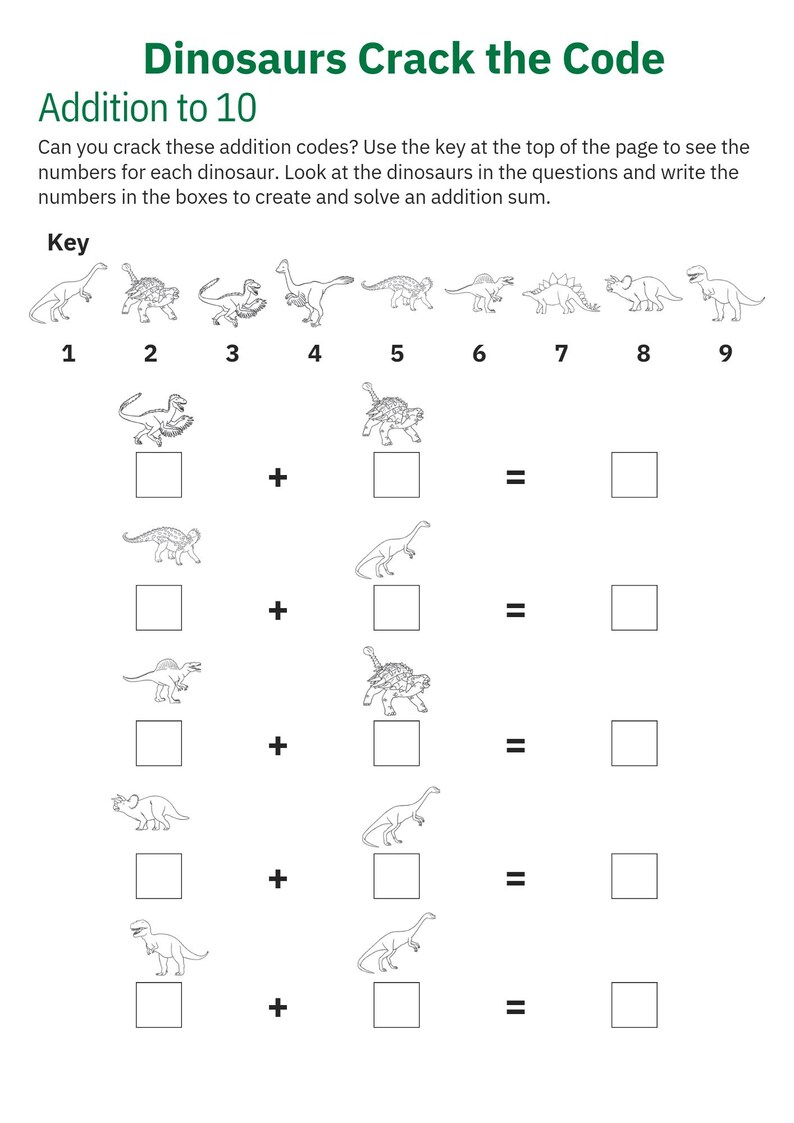 Learn Math With Dinosaurs School Activity for Kids - Etsy