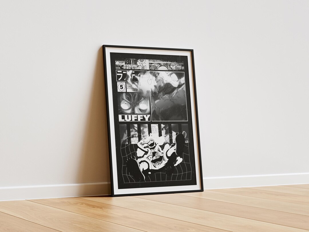 Affiche One Piece Luffy Gear 5 Brutalism Style Black & White - Etsy