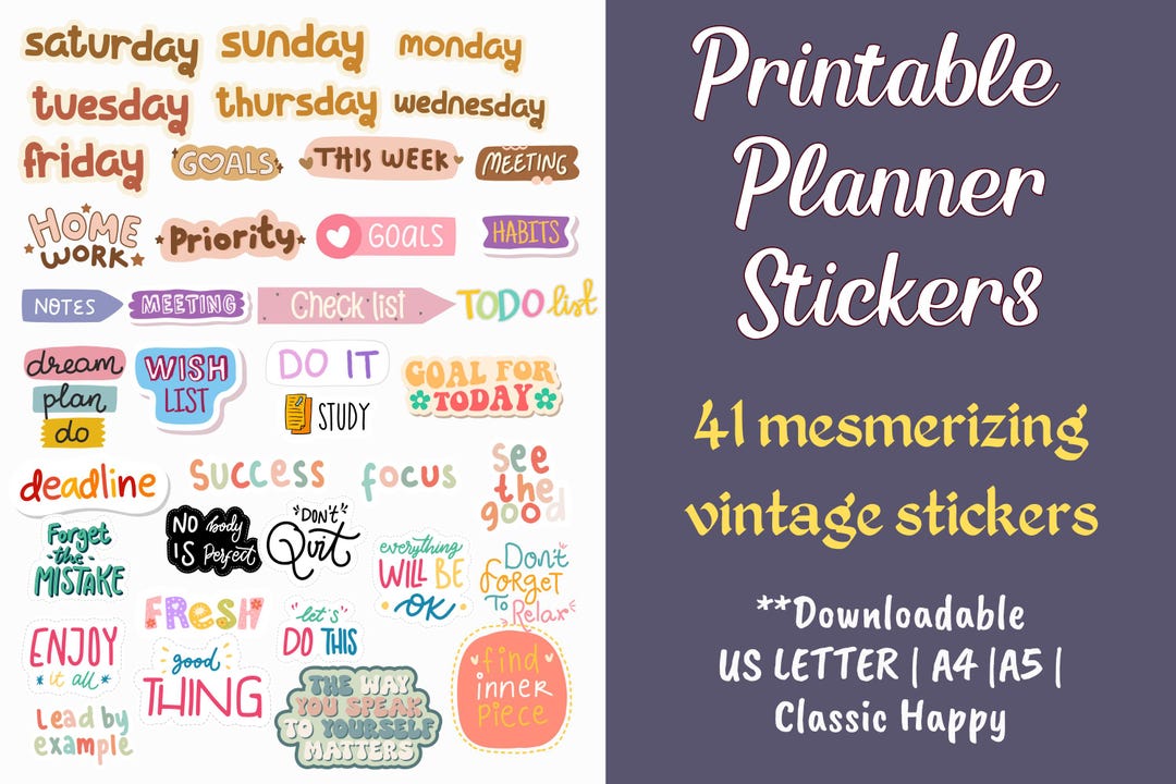 Printable Journal Stickers, Digital Download Botanical Stickers for ...