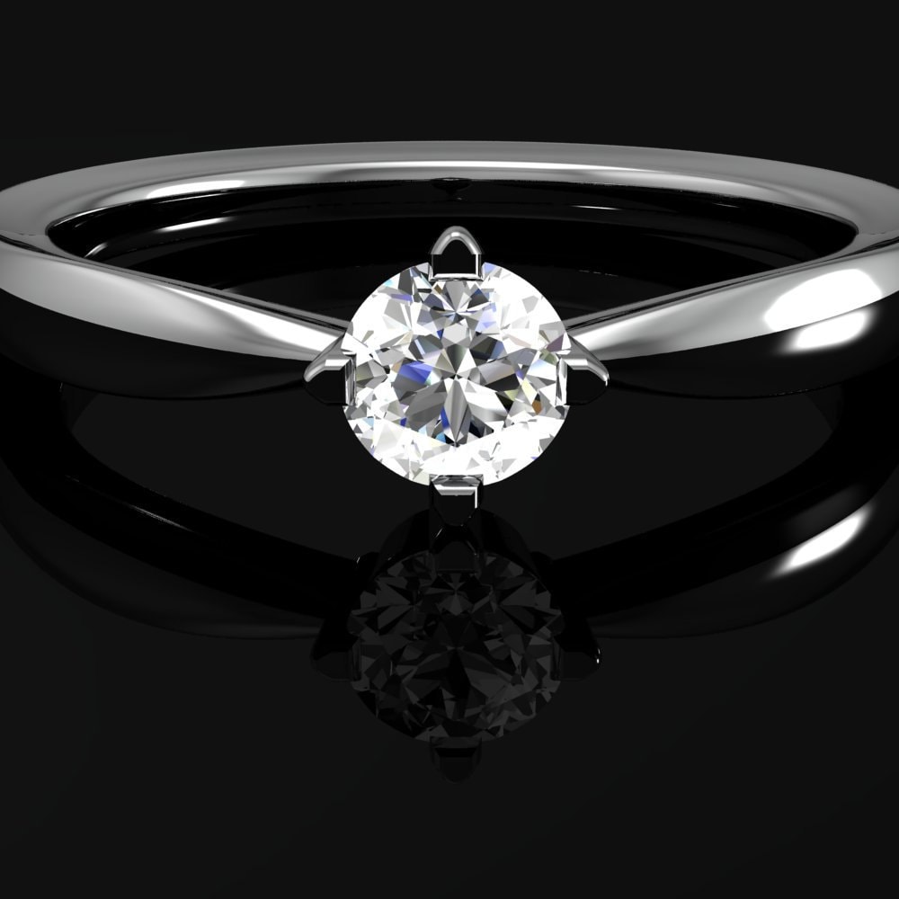 Affordable Platinum Diamond Engagement Ring, Round Solitaire in Simple ...
