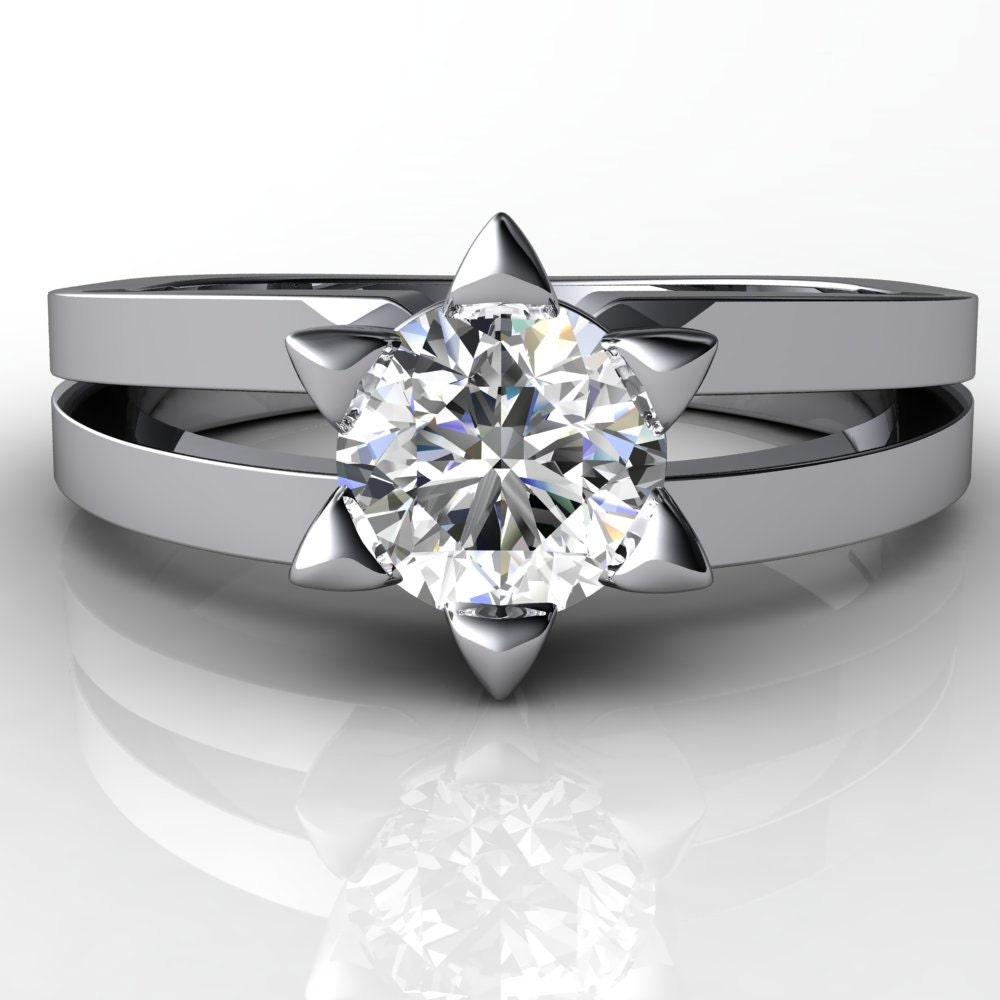 Star of David Engagement Ring Diamond in 14k White Gold - Etsy Australia