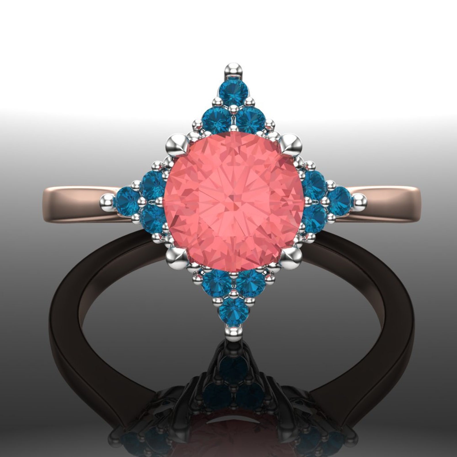 Celestial Star Cluster Engagement Ring: 14 Rose Gold or Platinum Band ...
