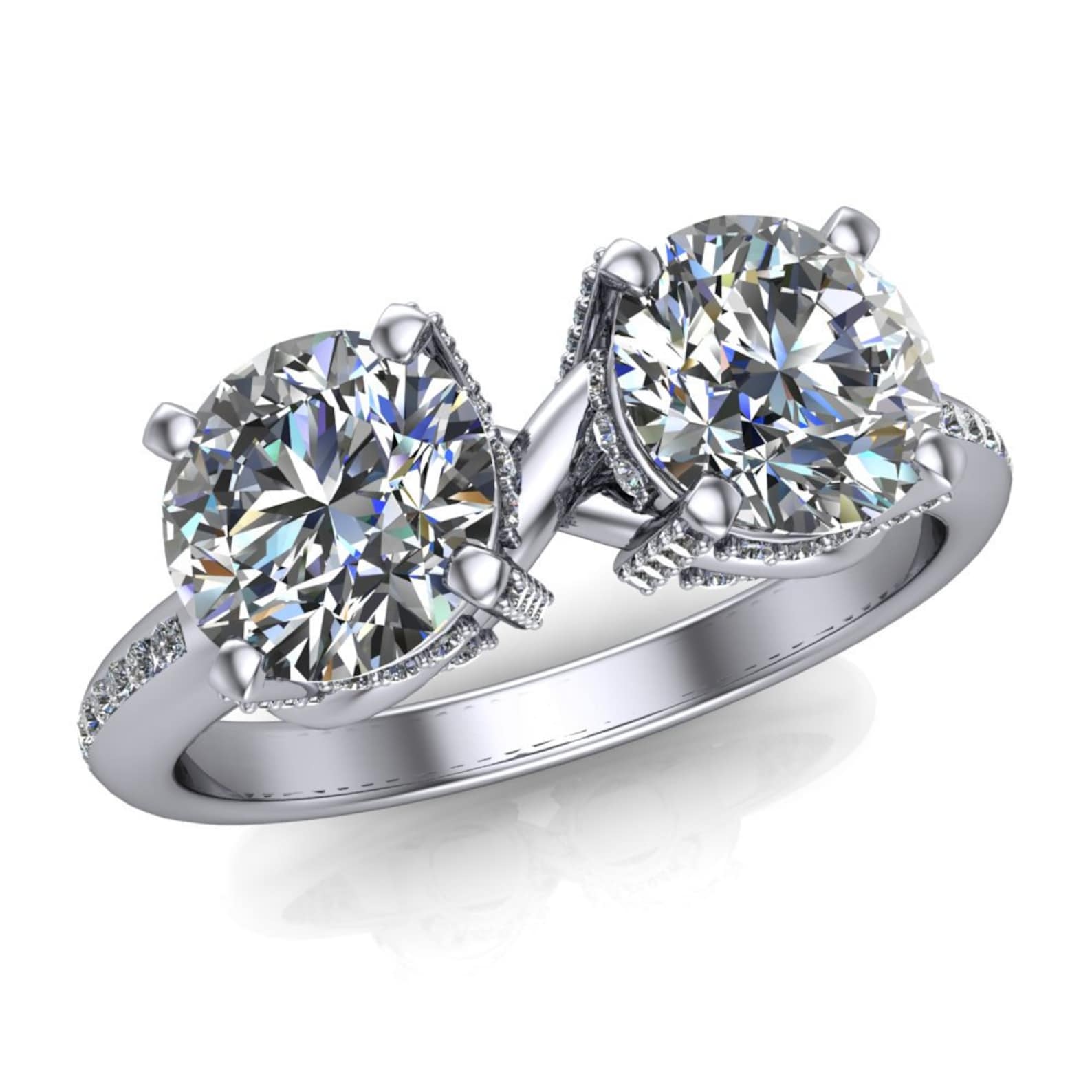 Infinity Symbol Diamond Engagement Ring | Dual Stone Band Statement ...