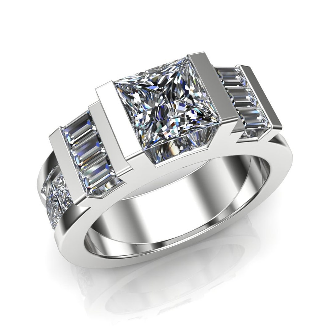 Luxury Diamond Same Sex Engagement Ring Dazzling Geometric Design Etsy
