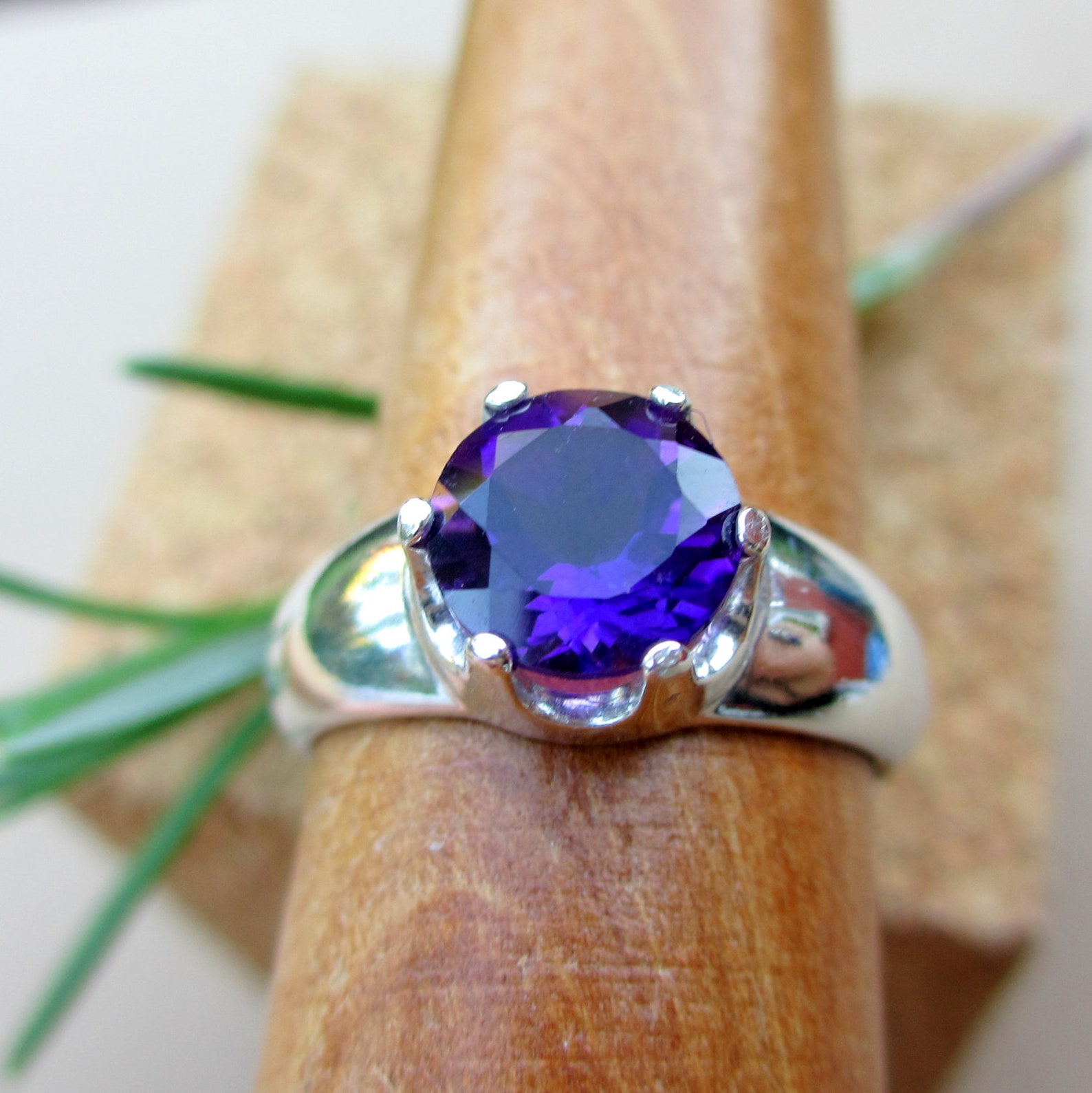 Amethyst Ring in Sterling Silver, Genuine Gemstone - Etsy