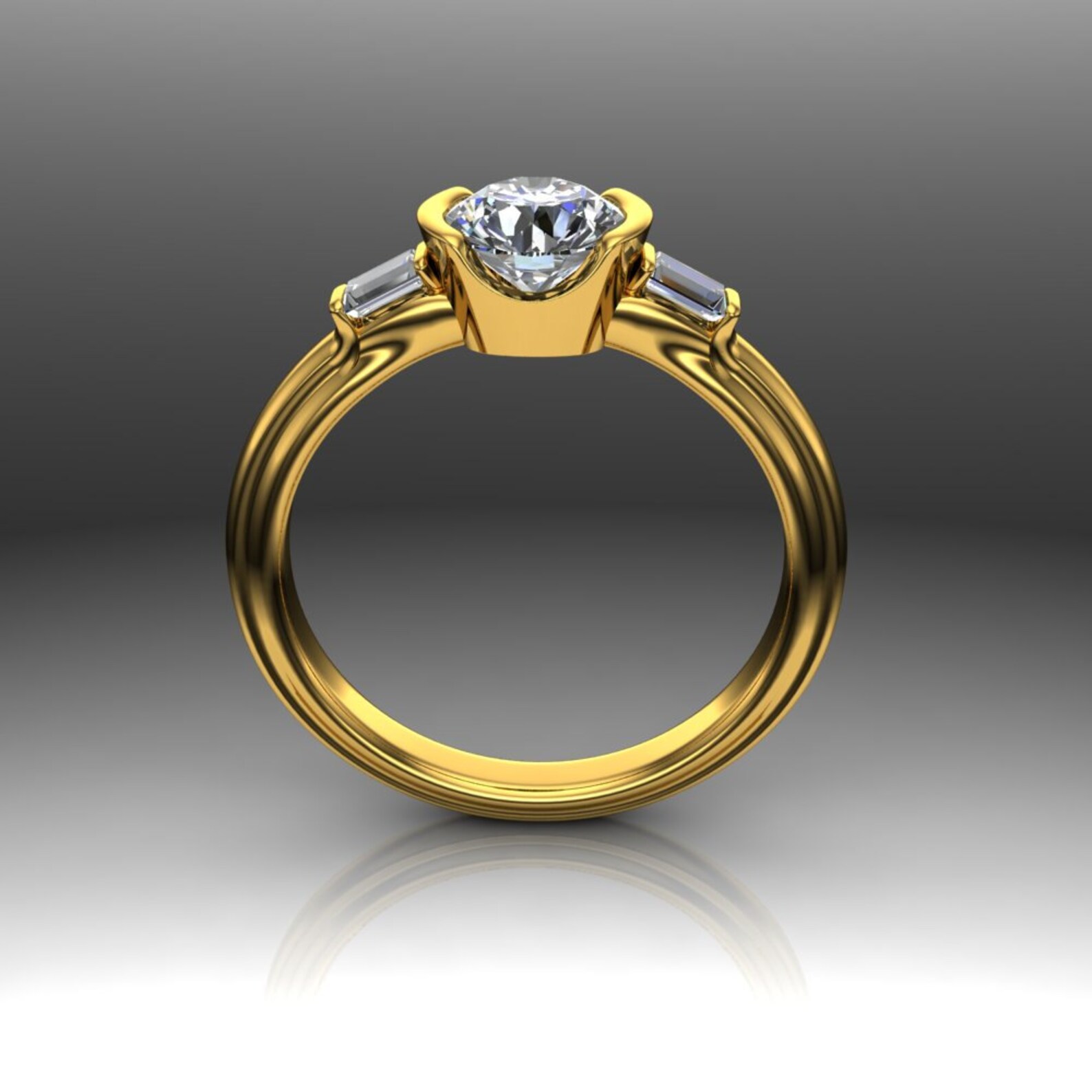 One-carat Diamond Engagement Ring 3-stone Design With - Etsy