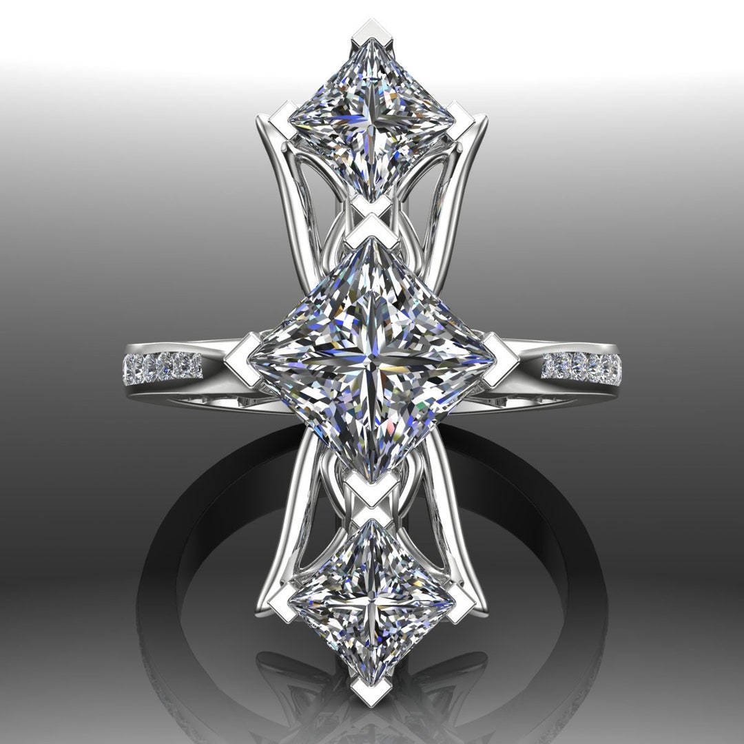 Fantasy Engagement Ring, Lab Created Diamonds in 14k Gold or Platinum ...