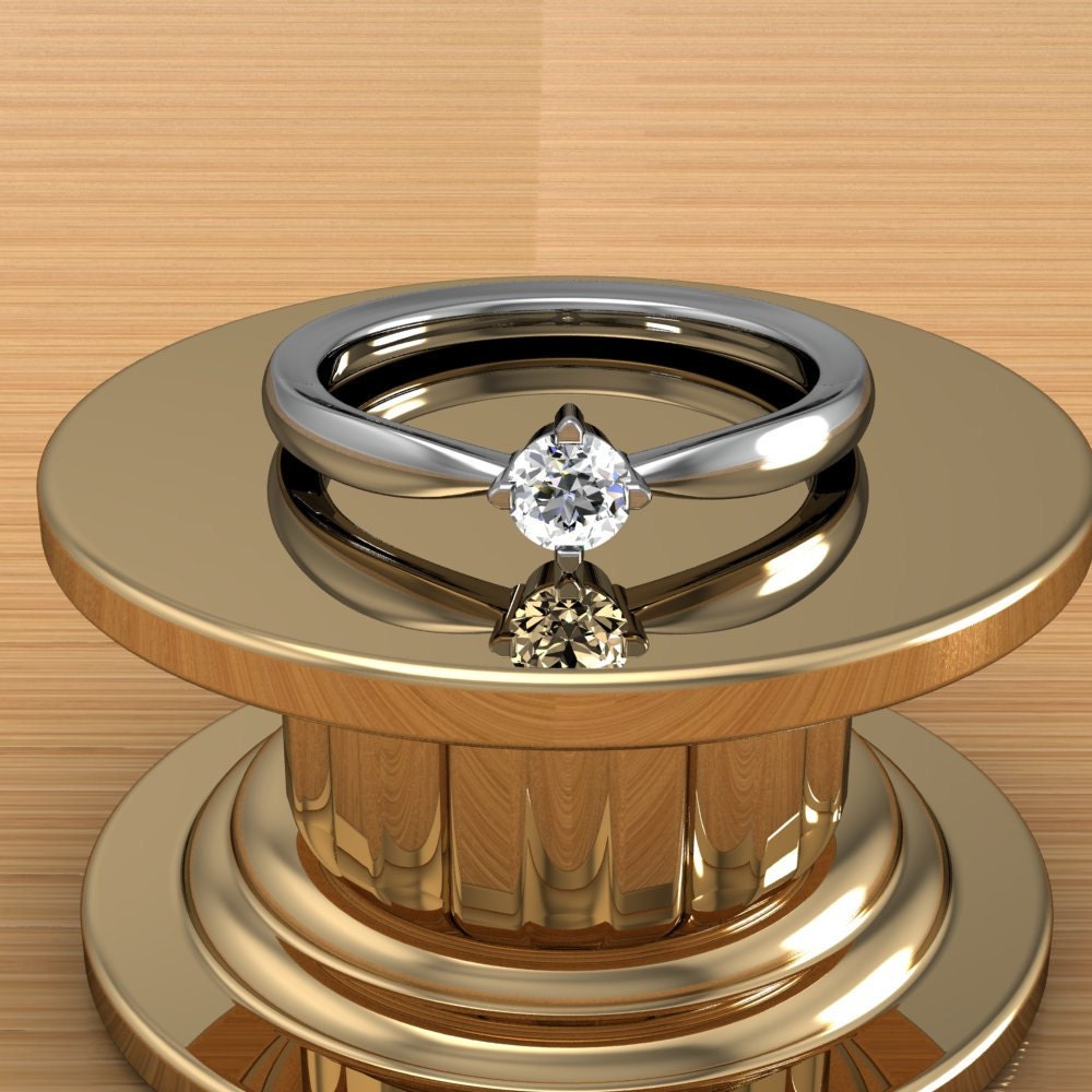 Affordable Diamond Engagement Ring Solitaire with 14k | Etsy