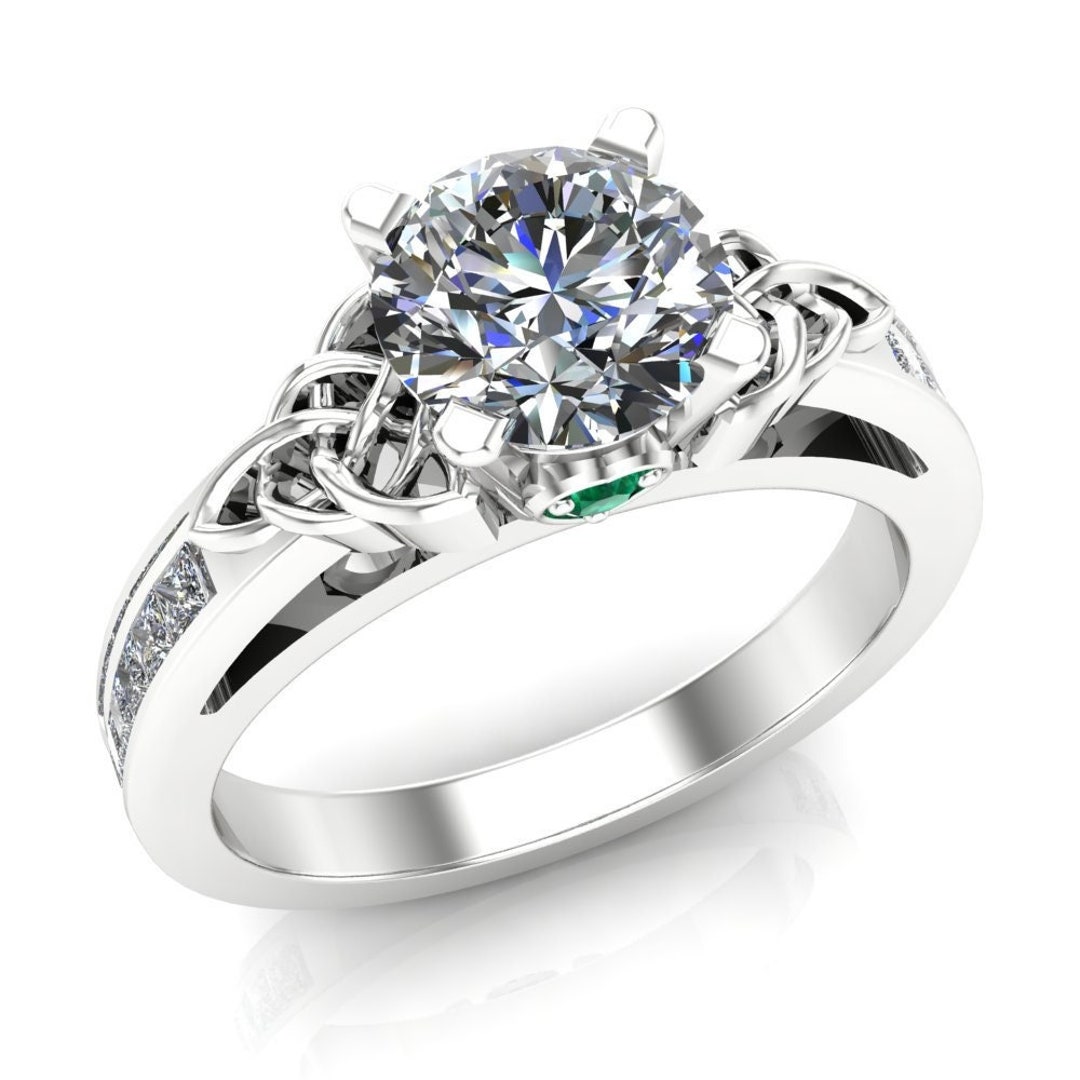 Natural Diamond Celtic Knot Engagement Ring | Celtic 14k Gold or ...