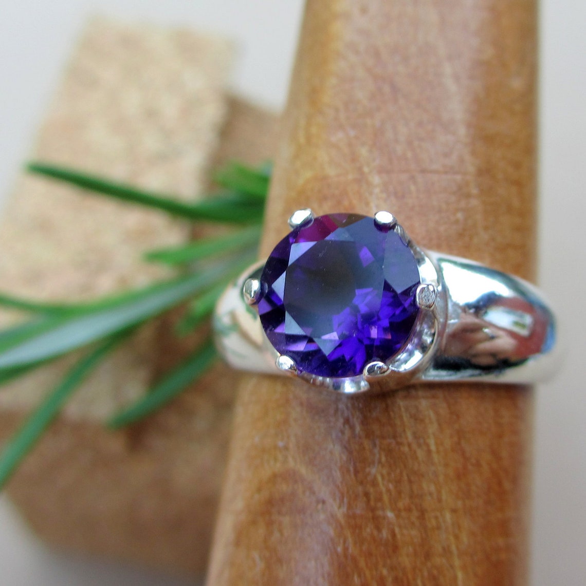 Amethyst Ring in Sterling Silver Genuine Gemstone - Etsy
