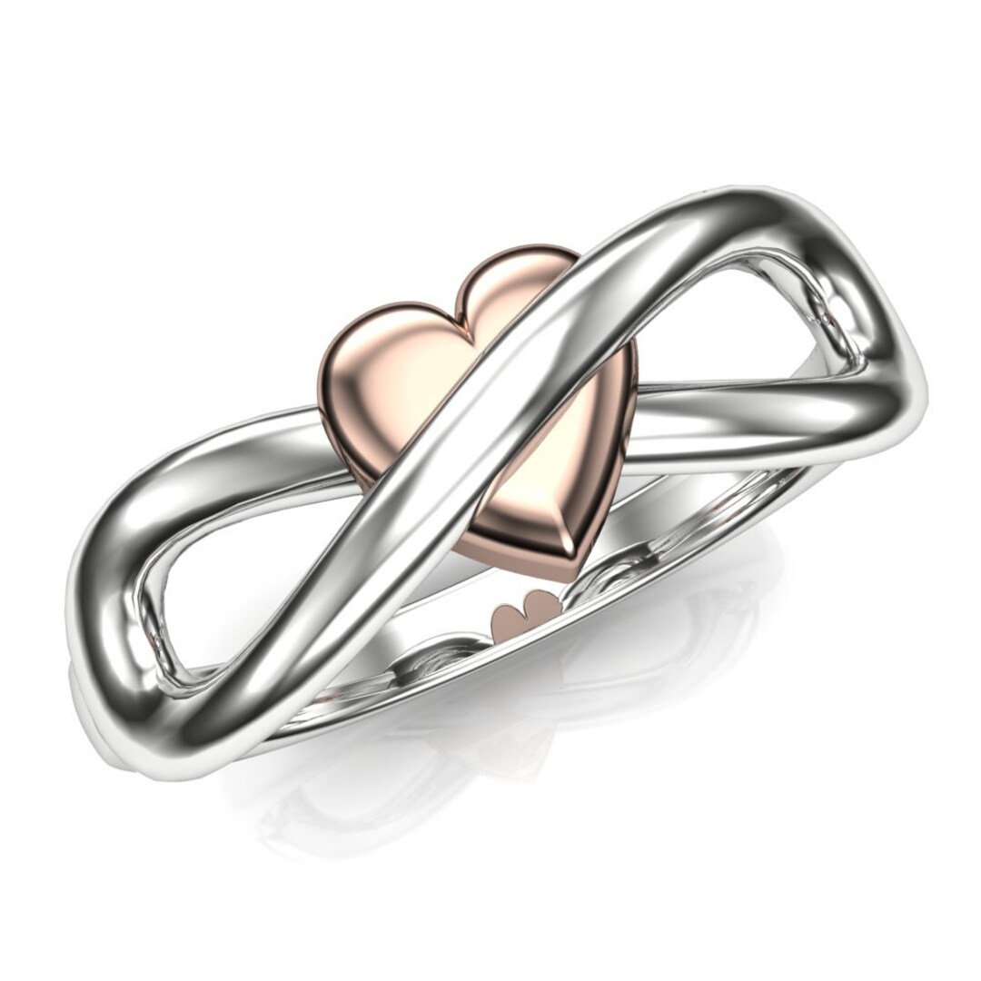 Infinity Ring With Heart | 14k Gold or Platinum Engagement or Promise ...