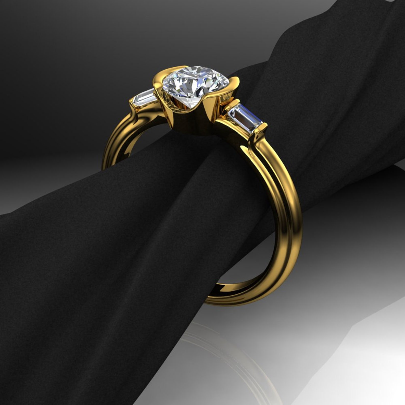 One-carat Diamond Engagement Ring 3-stone Design With - Etsy