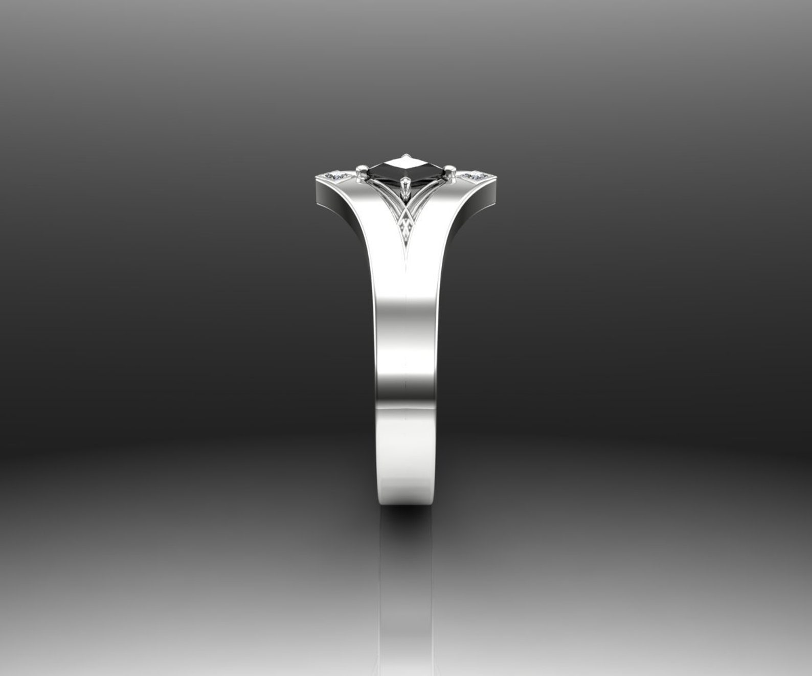 Masculine Engagement Ring Art Deco Design With Black and | Etsy