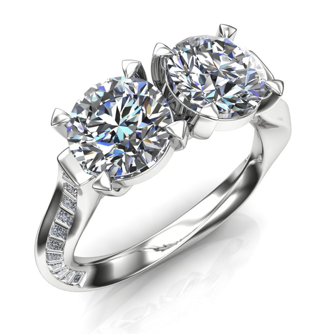 Two-stone Engagement Ring 1-carat Diamonds With Twist Band - Etsy