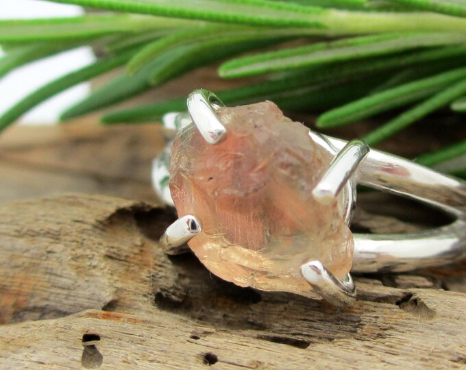 Oregon Sunstone Ring in Sterling Silver / Rough Gemstone Ring - Etsy