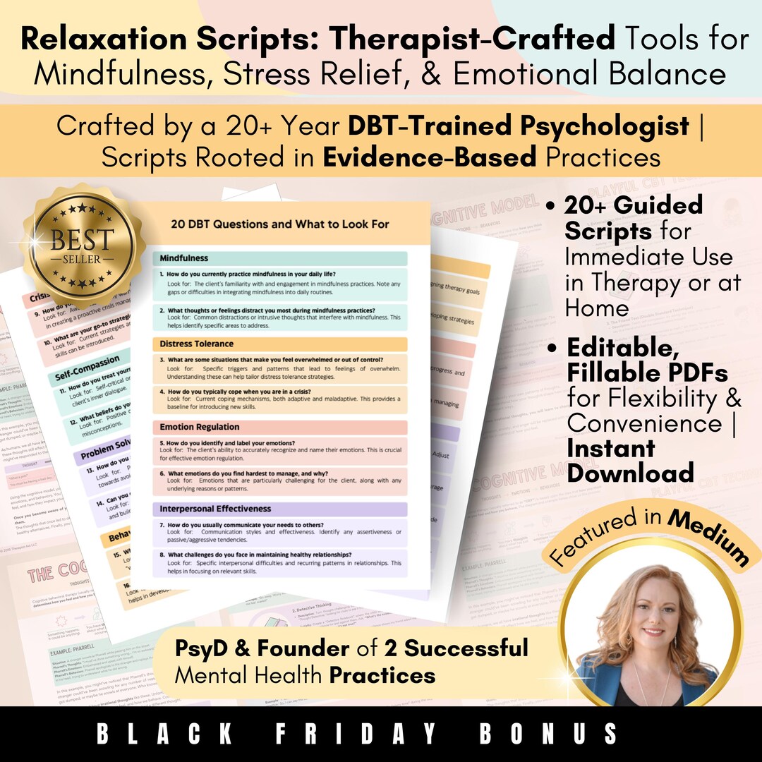 DBT Therapy & Relaxation Scripts, Therapist Tools (PDF Download) - Etsy