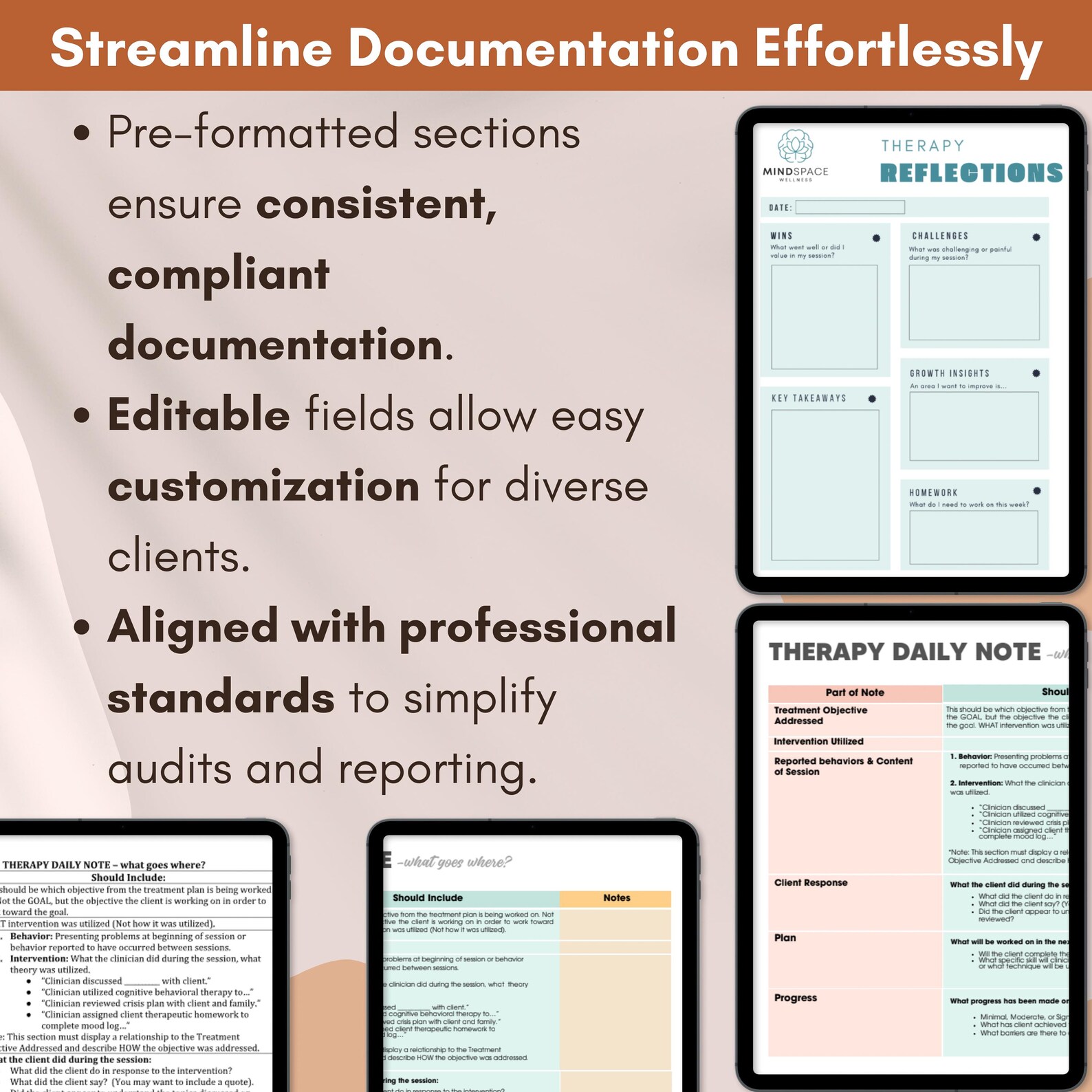 Therapist Notes Templates Bundle, Therapy Documentation Forms Clinical ...