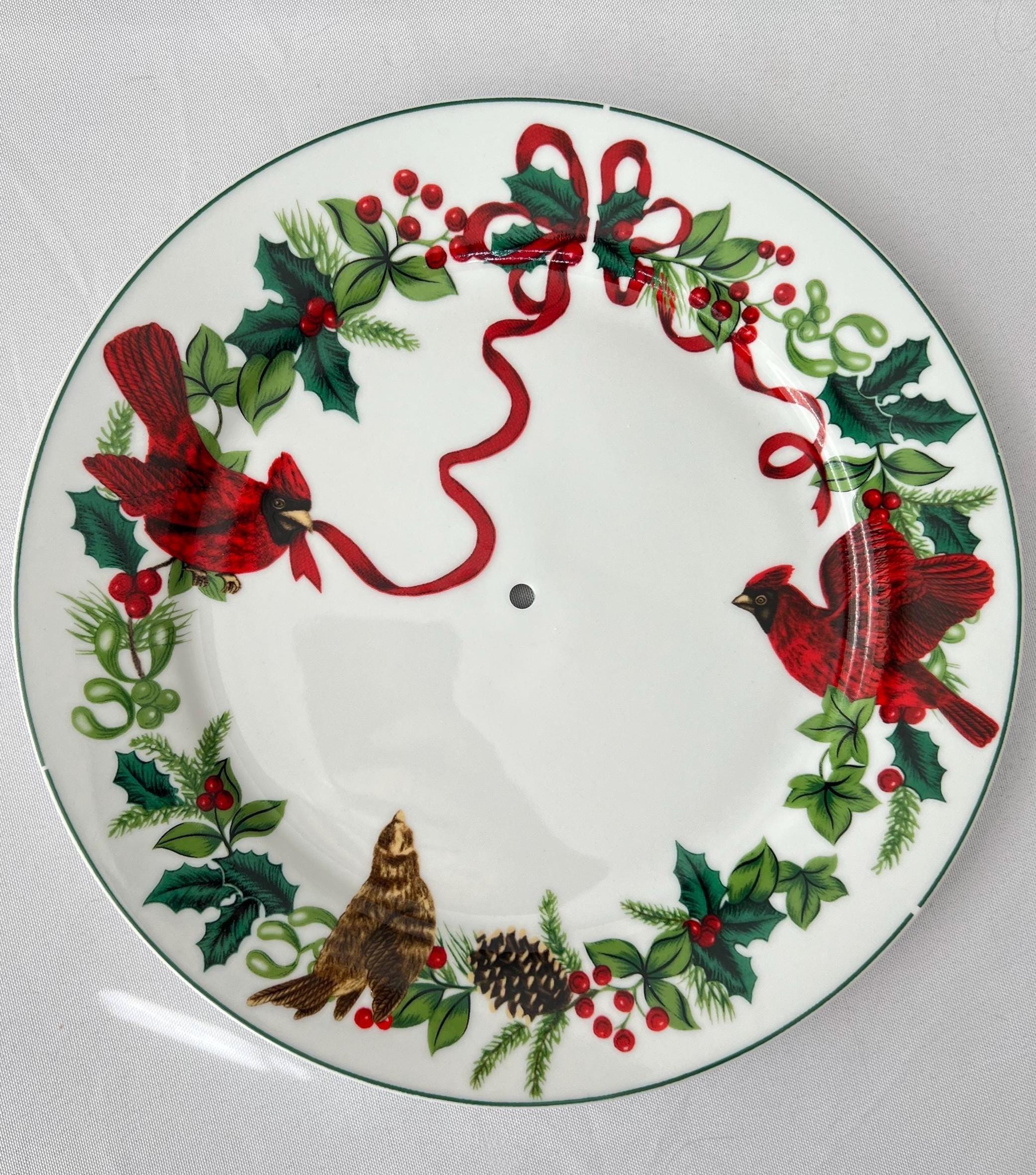 Red Cardinal Vintage Christmas Stand: Cookie Tray, Dessert Platter ...