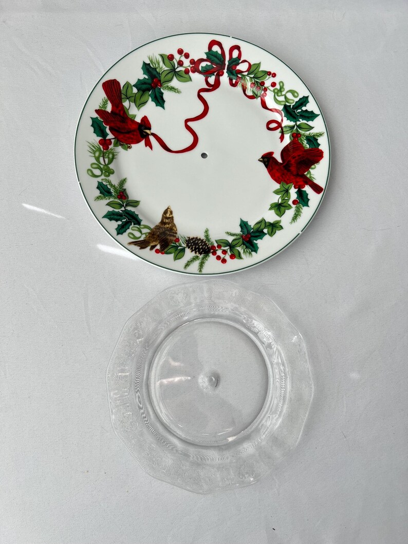Red Cardinal Vintage Christmas Stand: Cookie Tray, Dessert Platter ...