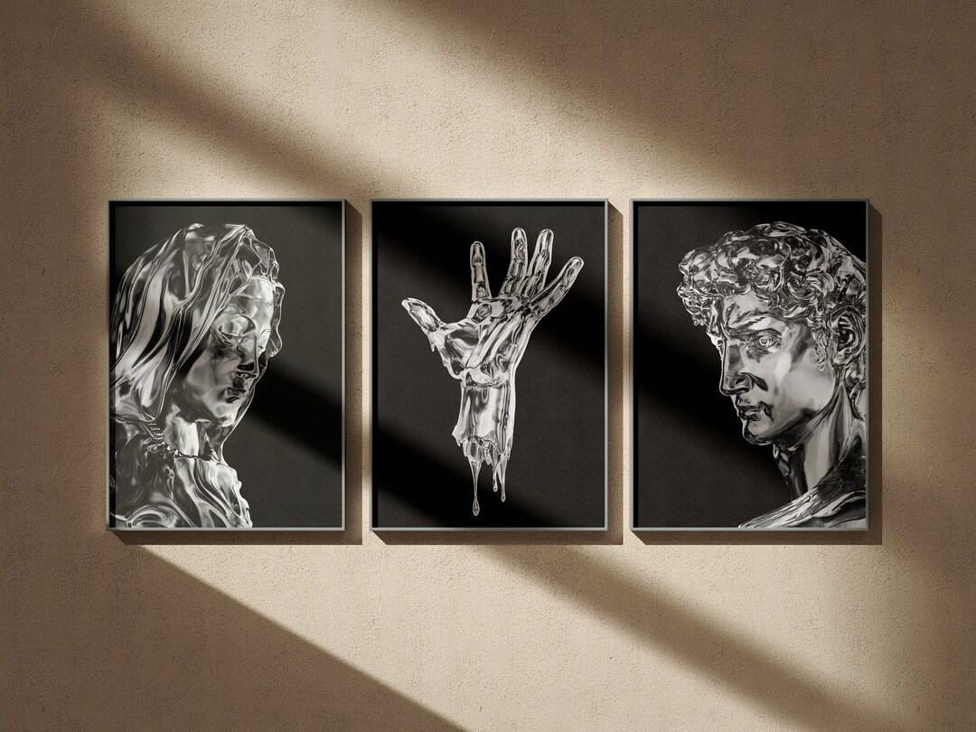 Statue Print Metallic Statue Poster Print Digital Print - Etsy