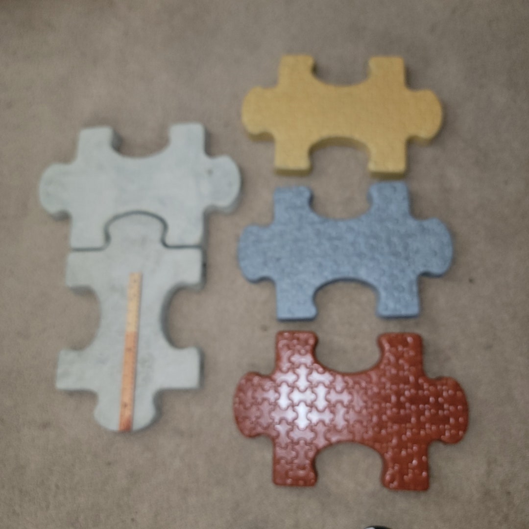 Puzzle Piece Stepping Stones. Red, Grey or Tan - Etsy