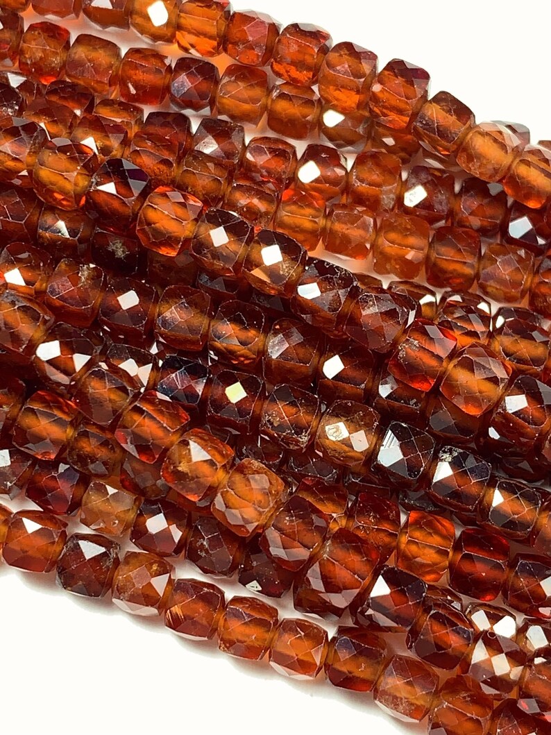 AAA+ Natural Hessonite Garnet Beads: Deep Orange Faceted Cube, 2-4mm ...