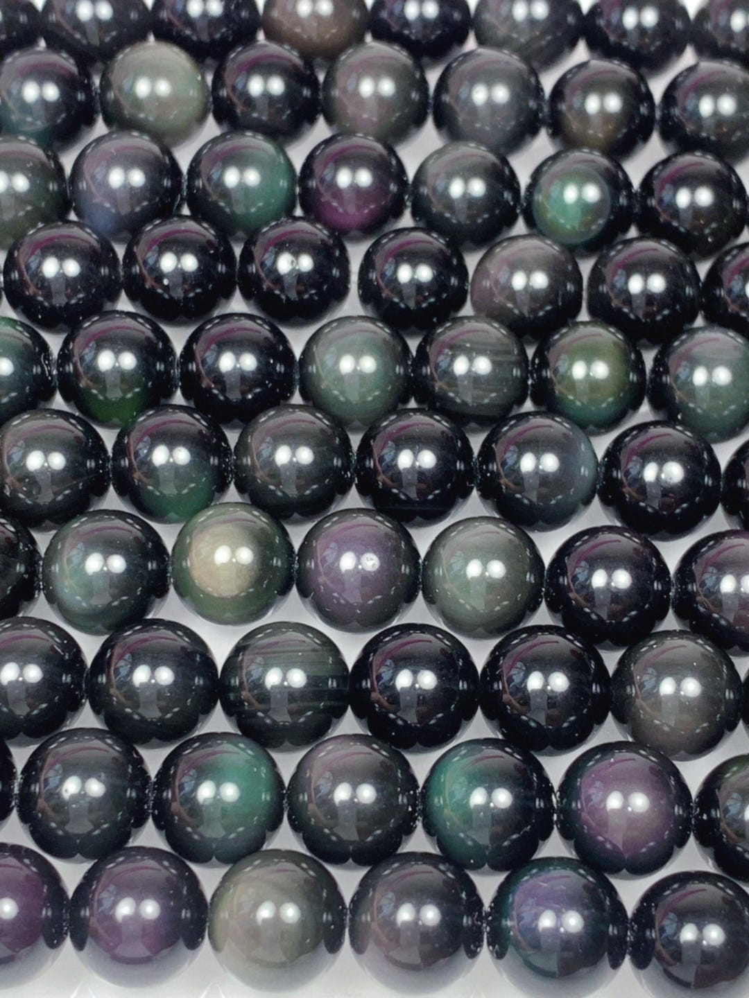 Natural Rainbow Obsidian Smooth Round Beads Gemstone 15.5" Strand - Etsy