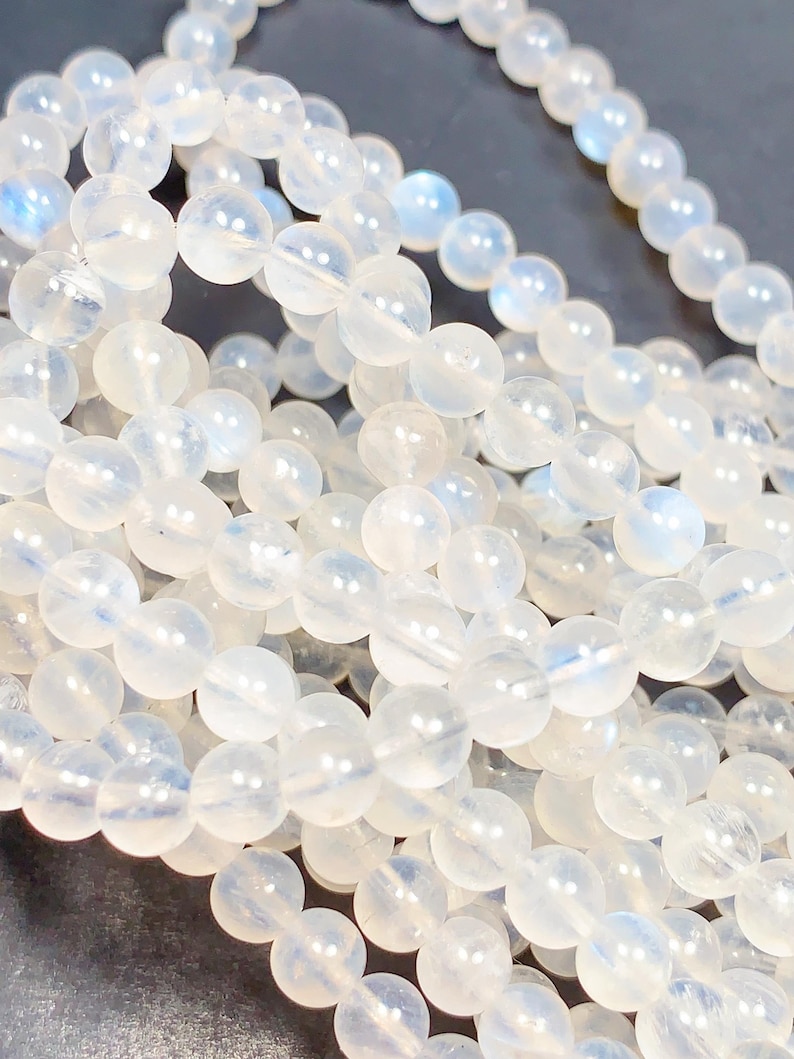AAA Natural Blue Soft Translucent Moonstone Smooth Round Beads Gemstone ...