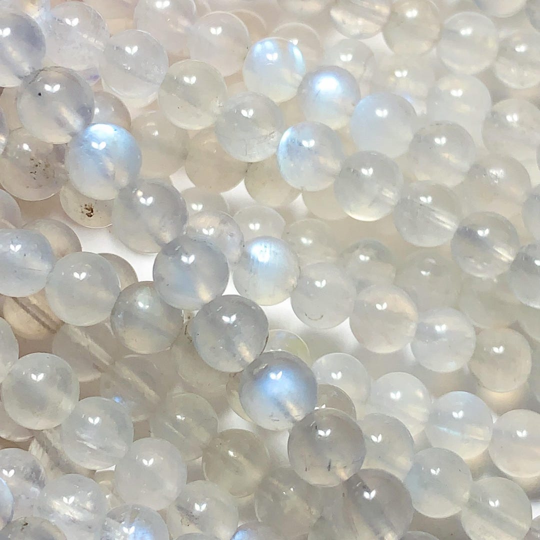 AAA Natural Blue Soft Translucent Moonstone Smooth Round Beads Gemstone ...