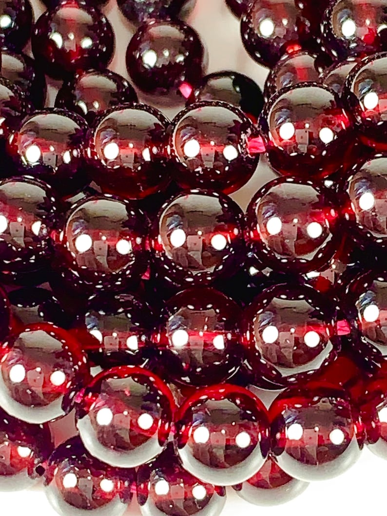 Grade AAA+++ Genuine Natural Red Garnet Smooth Round Beads 15.5" Strand ...