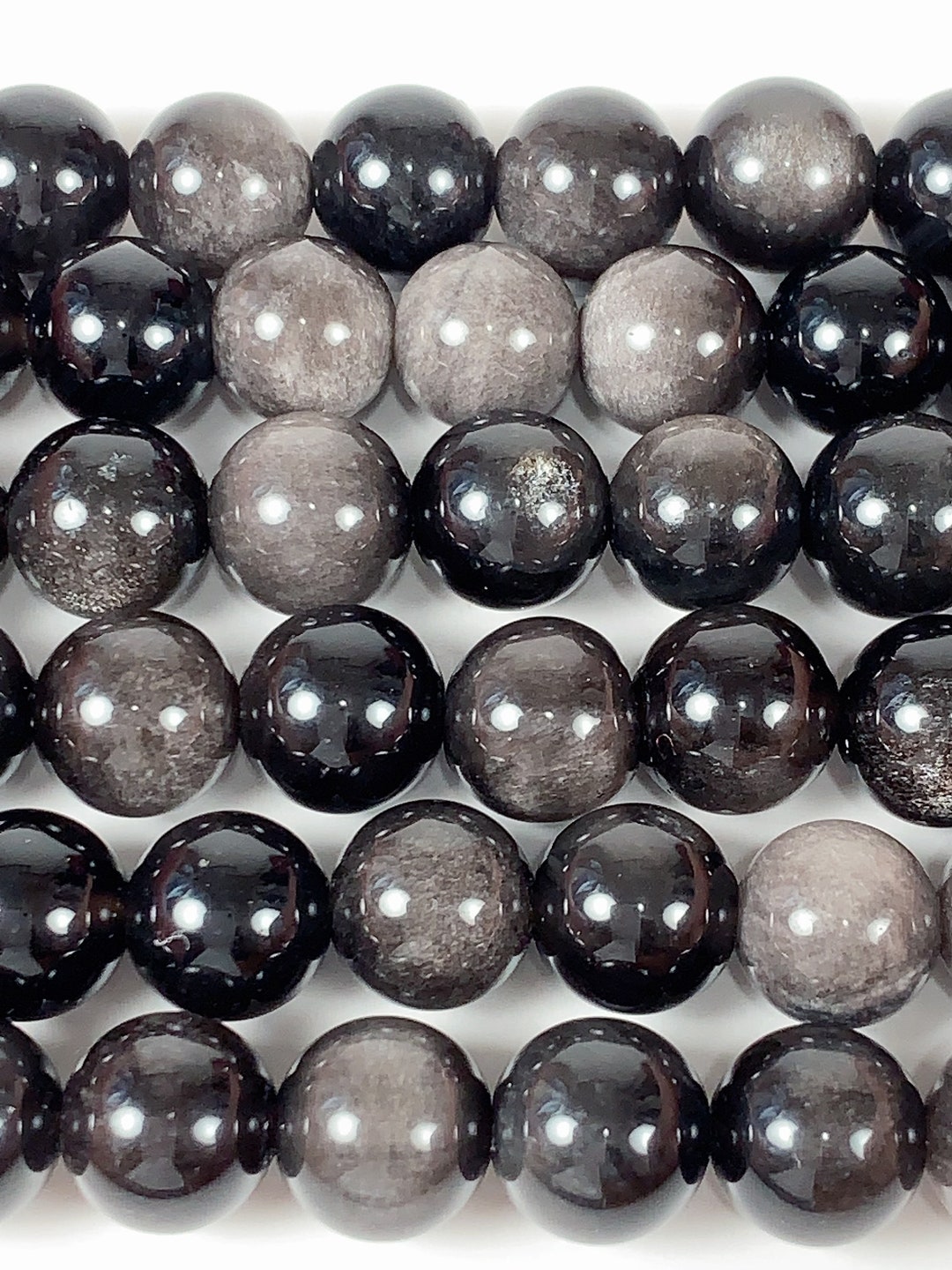 AAA Gray Silver Obsidian Beads: Natural Smooth Round Strand (15.5") - Etsy