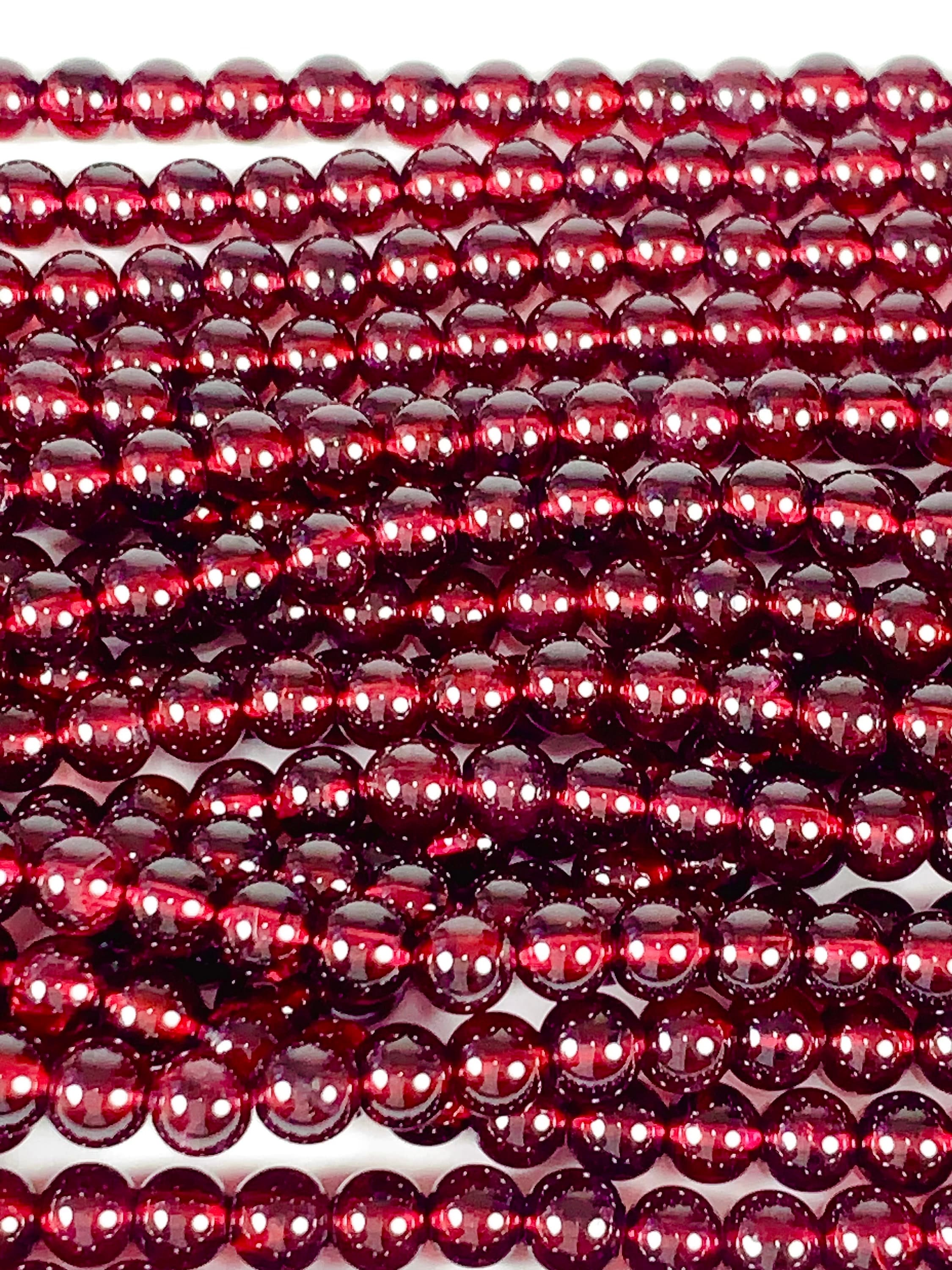 Natural Red Garnet Smooth Round Beads - 15.5" Strand - Etsy