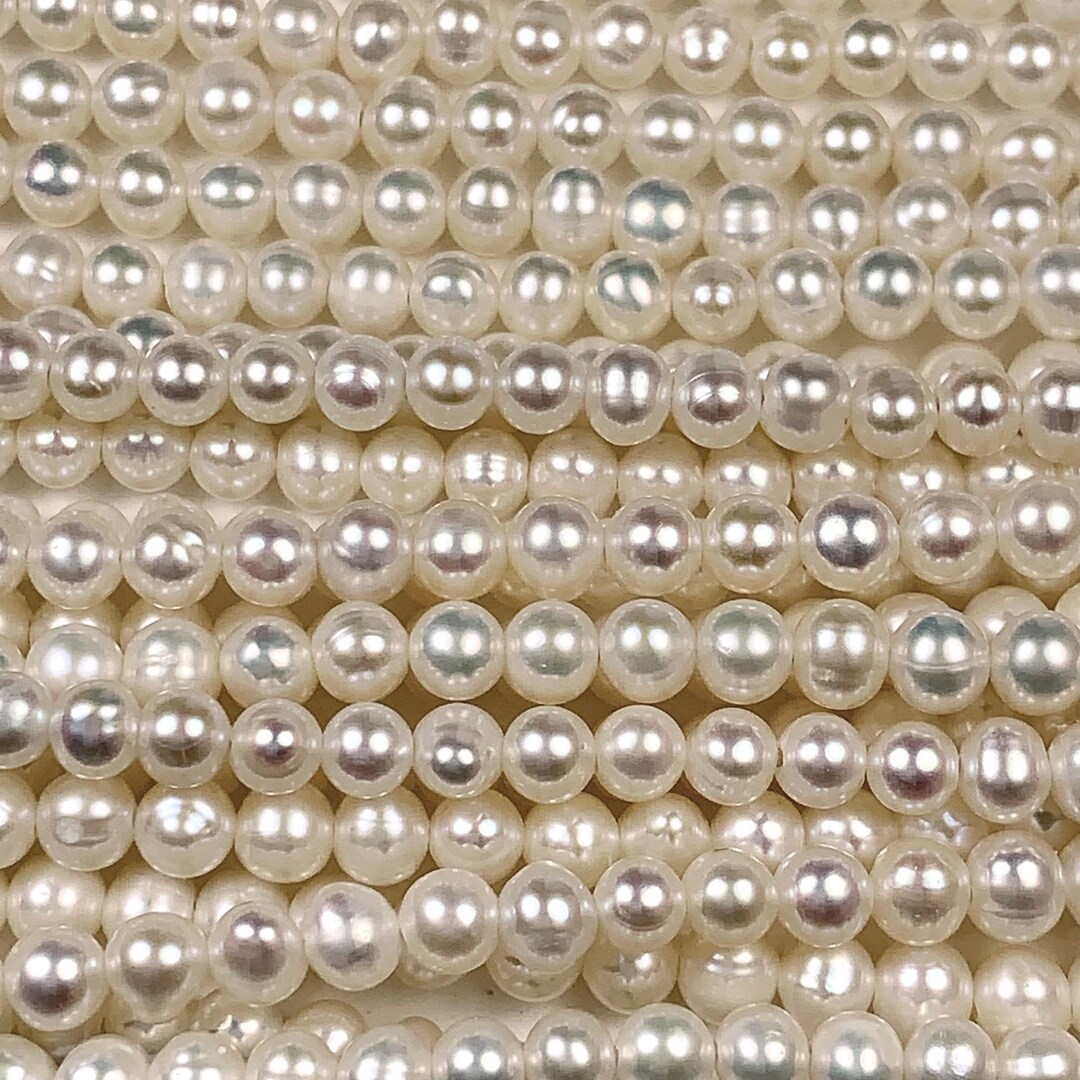 AAA 4mm Strong Luster Natural White Pearl Beads: Genuine Gemstone ...