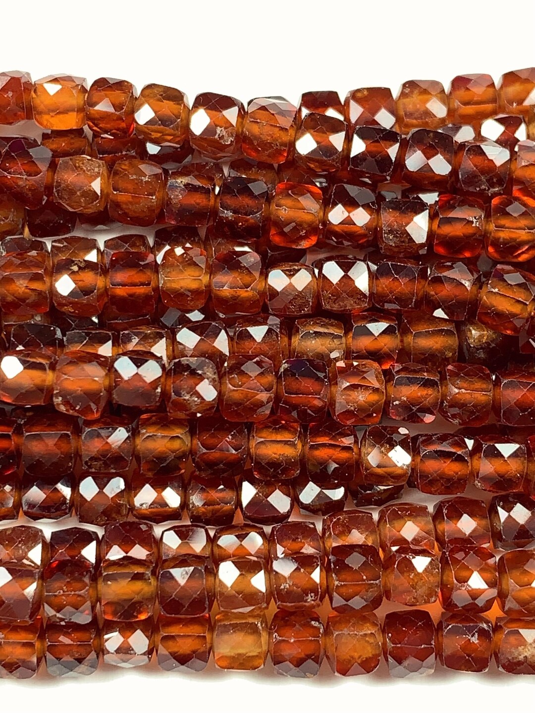 AAA+ Natural Hessonite Garnet Beads: Deep Orange Faceted Cube, 2-4mm ...