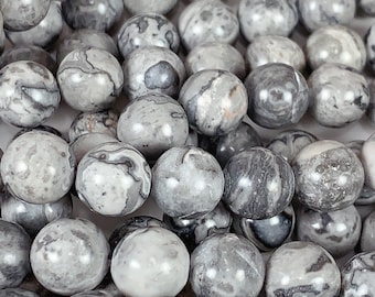 Natural Picasso Jasper Beads Grade AAA Round 6mm, 8mm, 10mm, 12mm, 14mm Full 15.5 Inch Strand ...