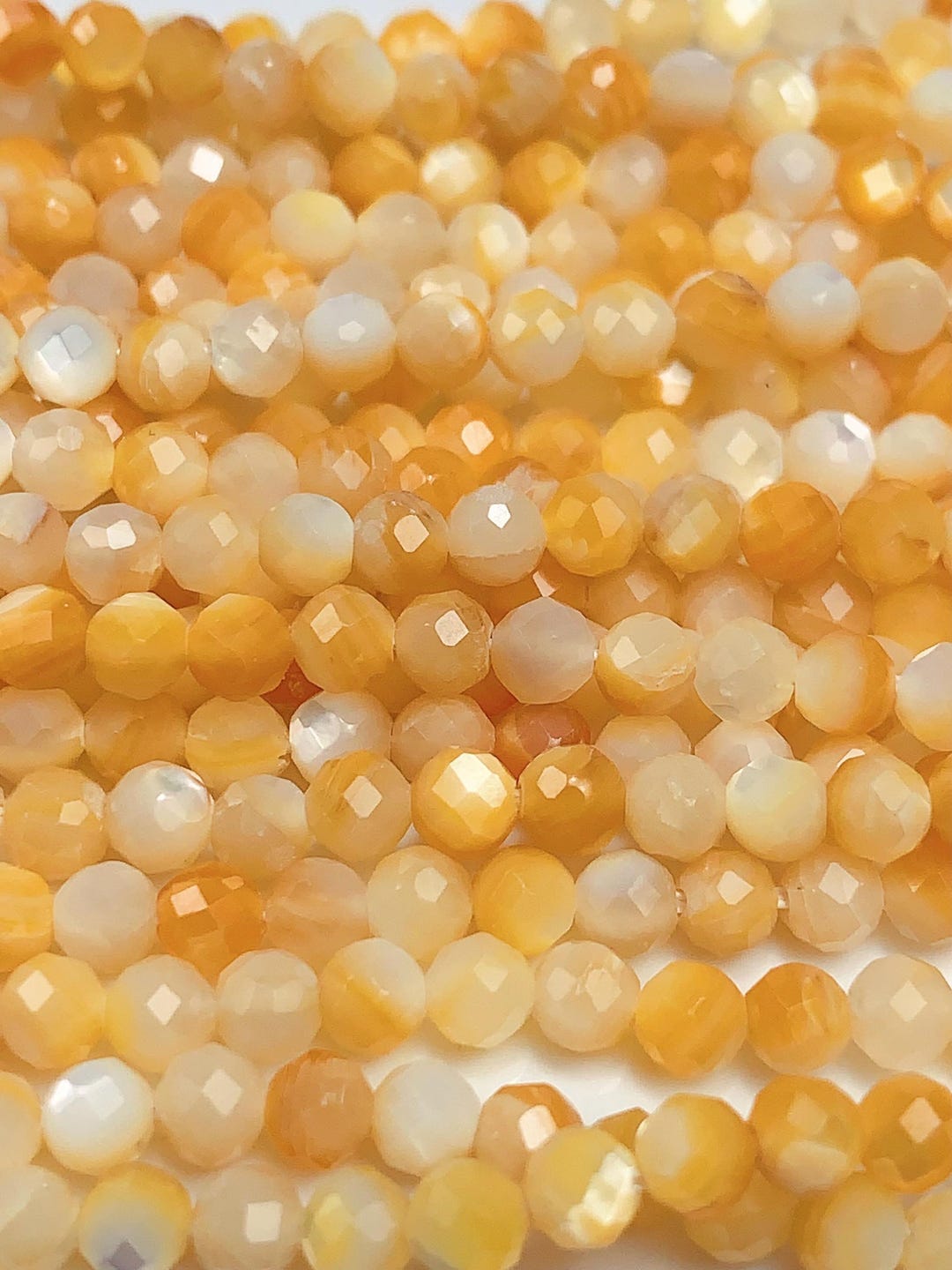 AAA Golden Mother of Pearl Shell Faceted Round Beads: 15.5
