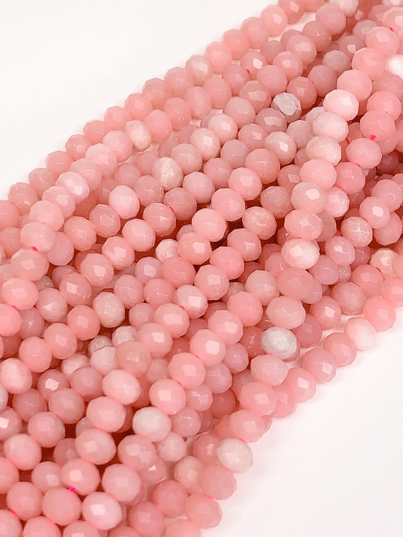 Natural Pink Opal Faceted Rondelle Beads - 15.5" Strand - Etsy