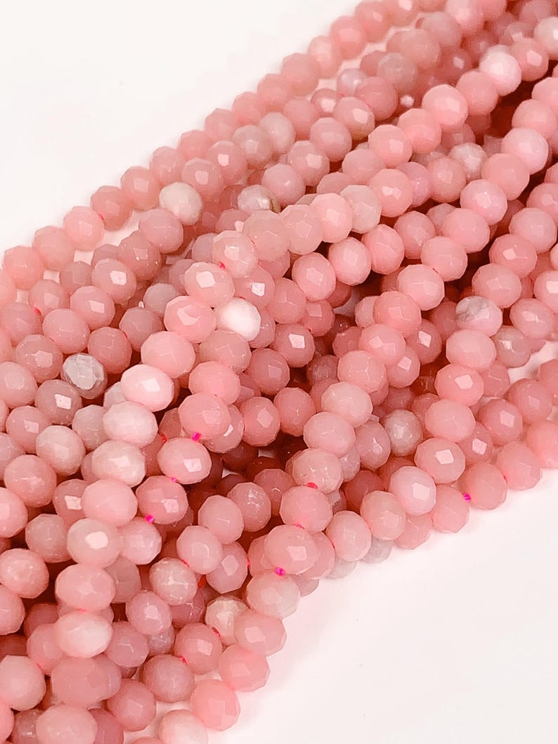 Natural Pink Opal Faceted Rondelle Beads - 15.5" Strand - Etsy