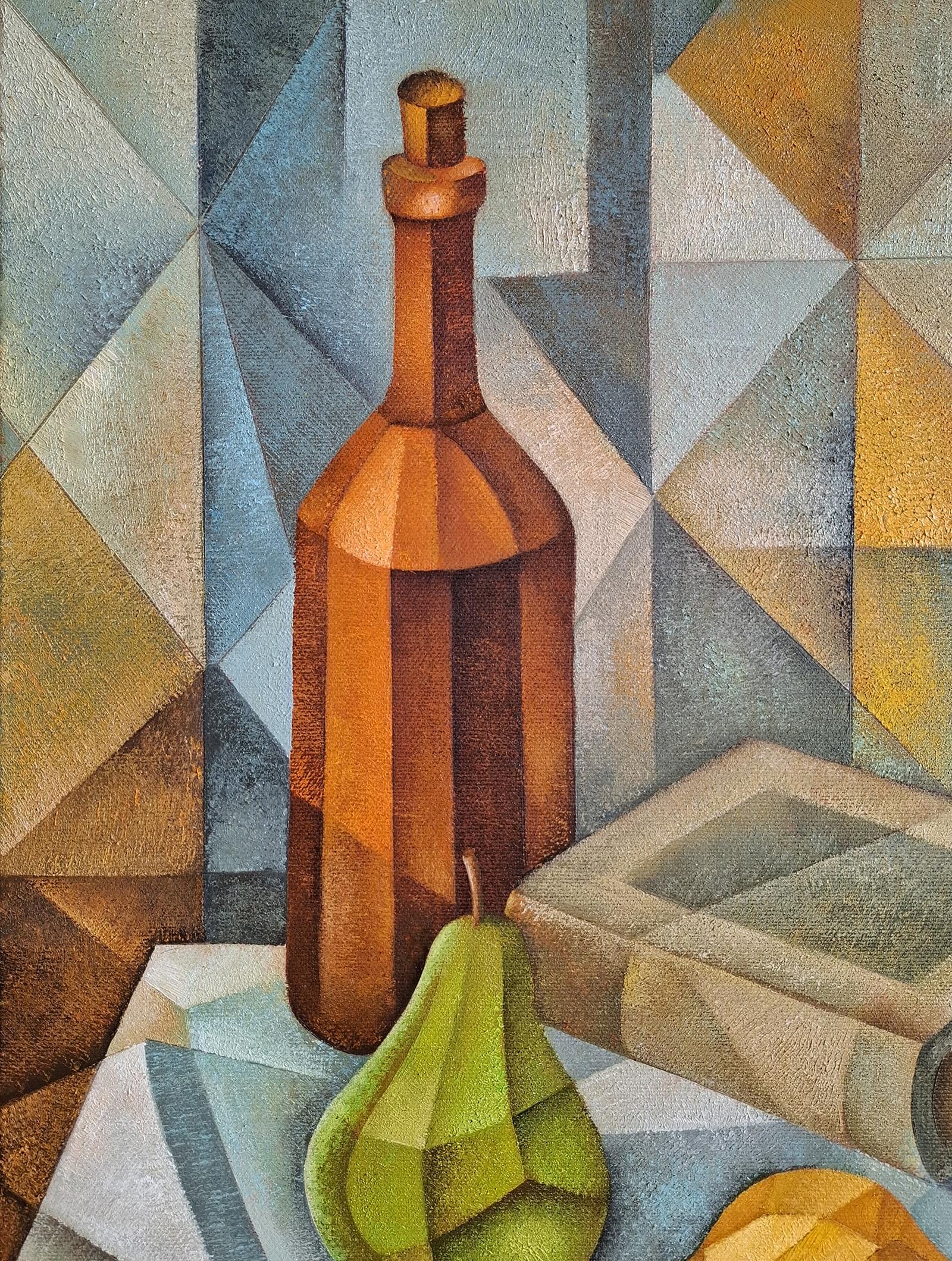 Original Cubist Still Life Oil Painting, Book, Canvas Art by Eugene ...