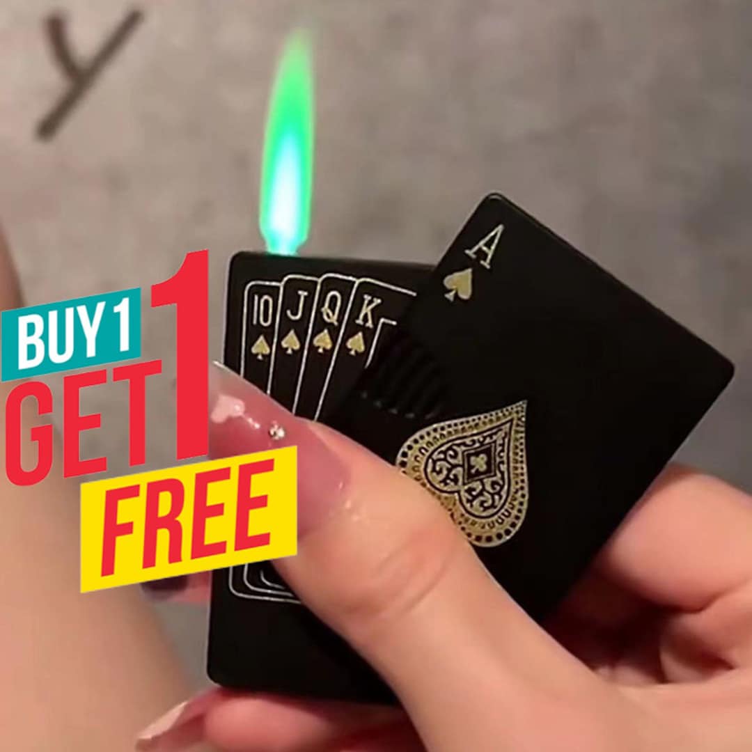 Ace of Spades Poker Lighter, Card Lighter, Unique Green Flame Lighter ...