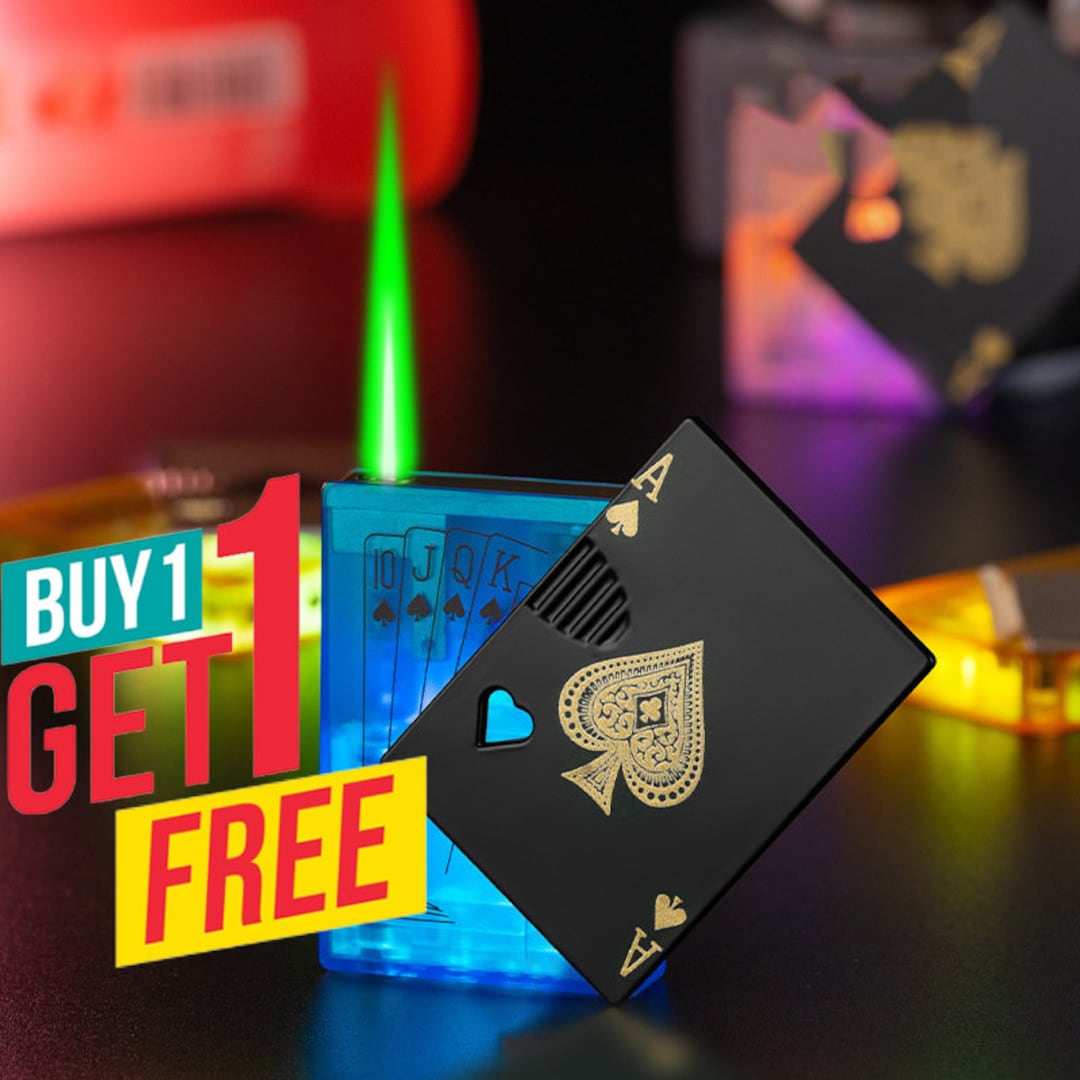 Ace of Spades Poker Lighter, Card Lighter, Unique Green Flame Lighter ...