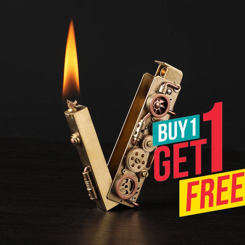 Steampunk Retro Vintage Brass Lighter, Elegant Mechanical Punk Art ...