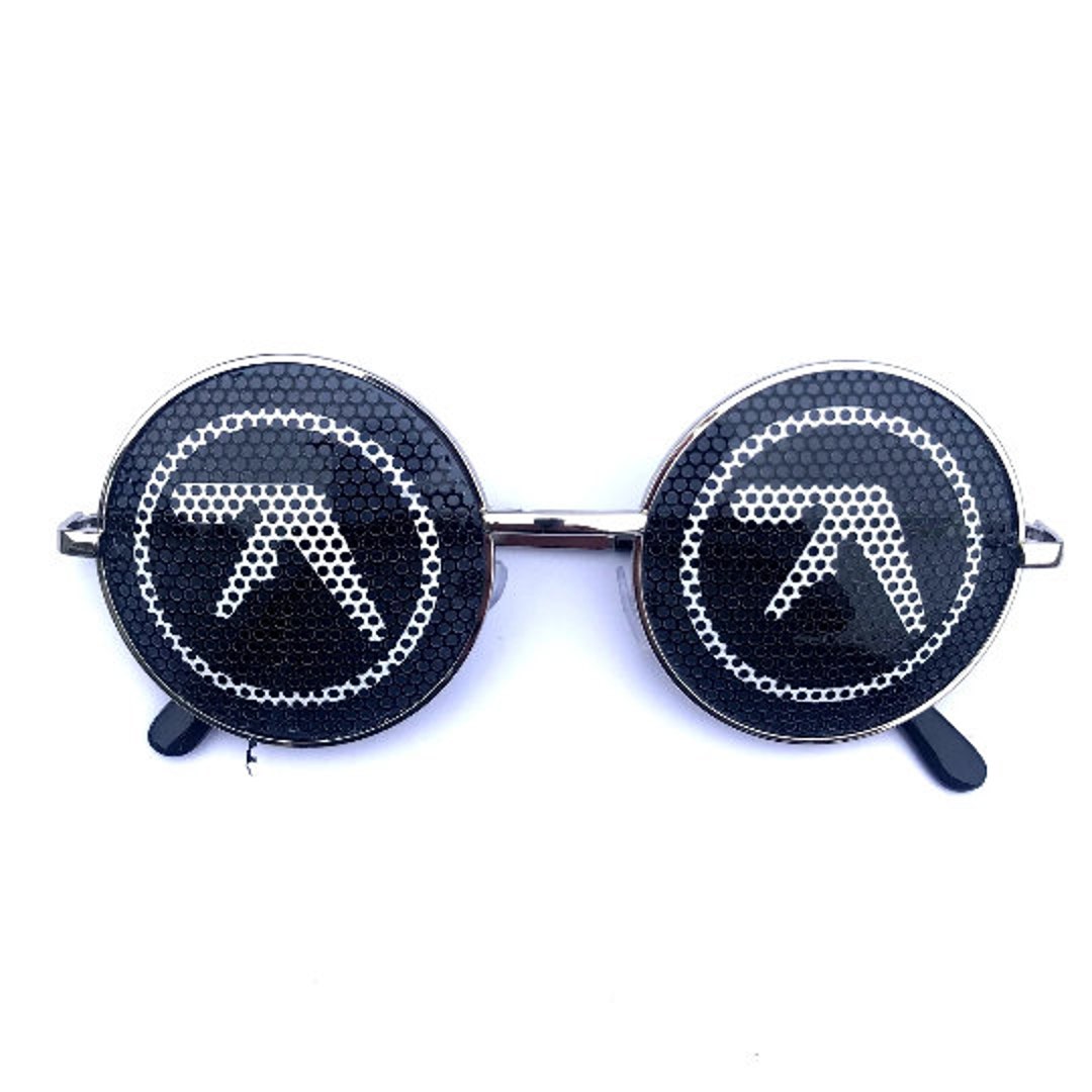 White Aphex Twin Logo on Black Graphic Aviator Sunglasses - Etsy