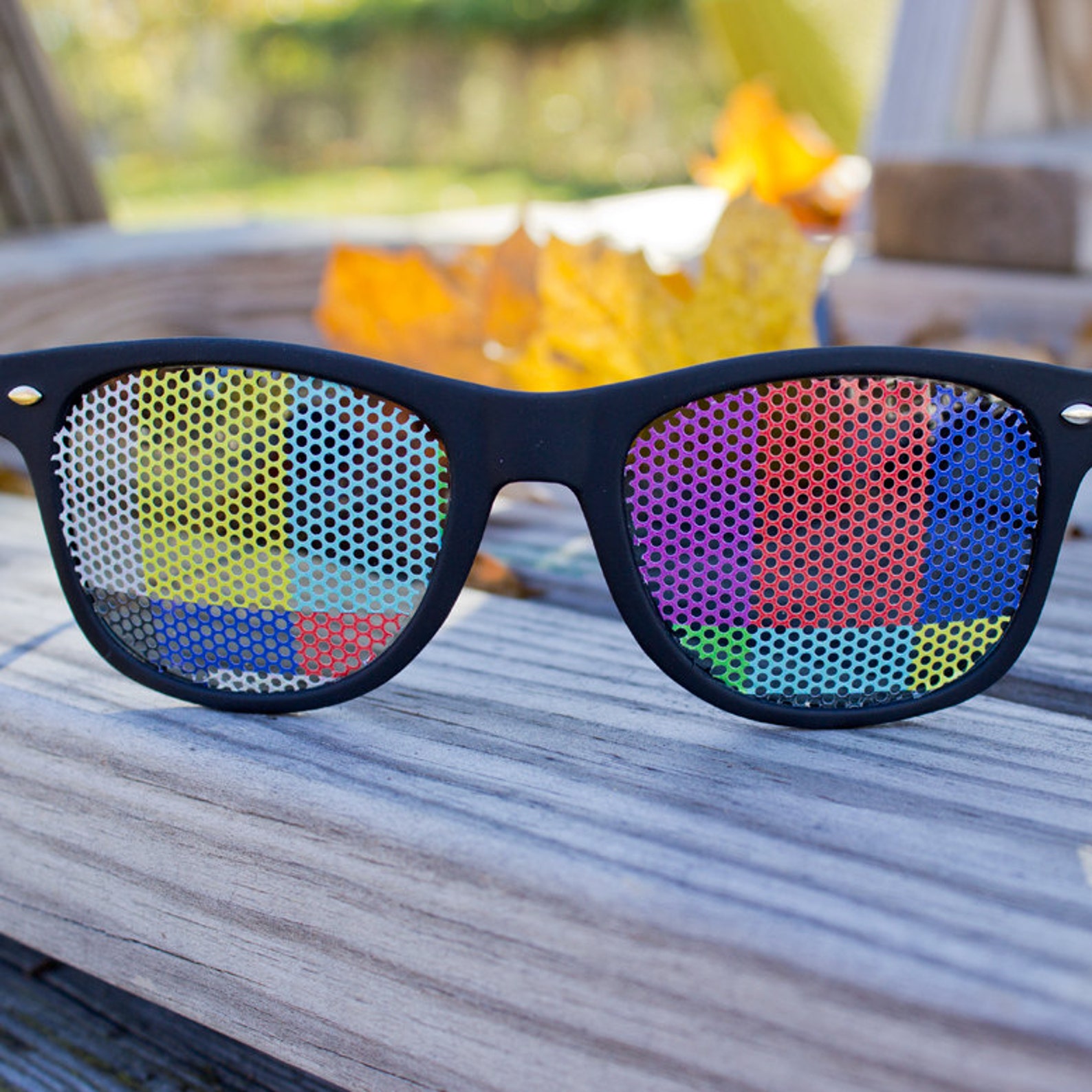 TV Test Print Pattern Design on Black Matte Wayfarer | Etsy