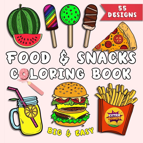 Big Food Coloring Book - Etsy