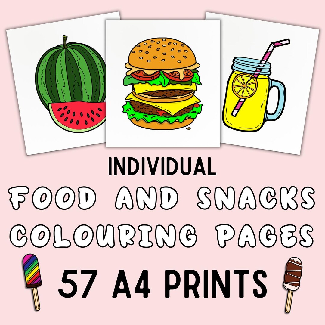 57 Individual A4 Colouring Pages From the Food and Snacks Colouring ...