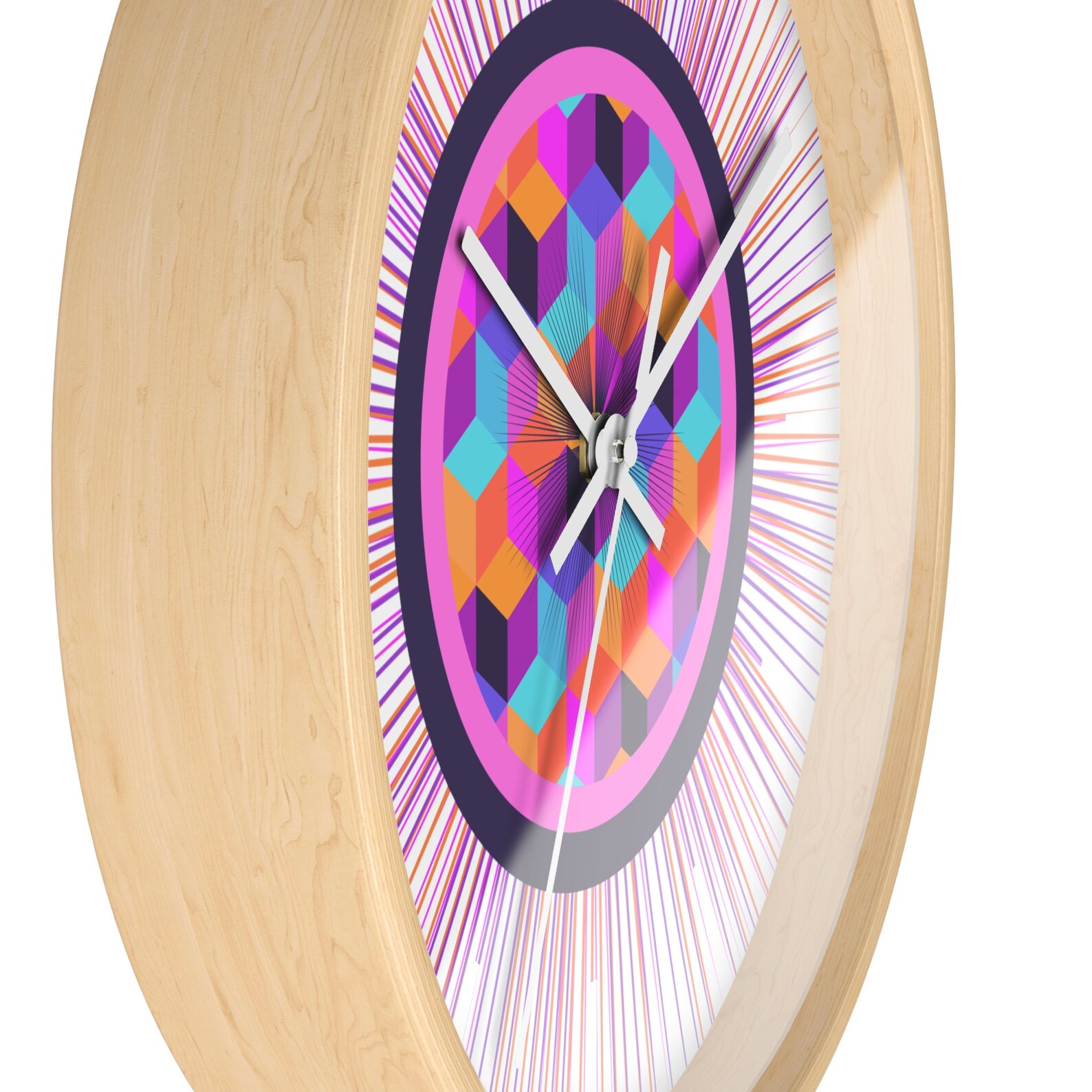 3D Sunburst Wall Clock Flare Spokes Summer Girls Geometric Gift Free ...