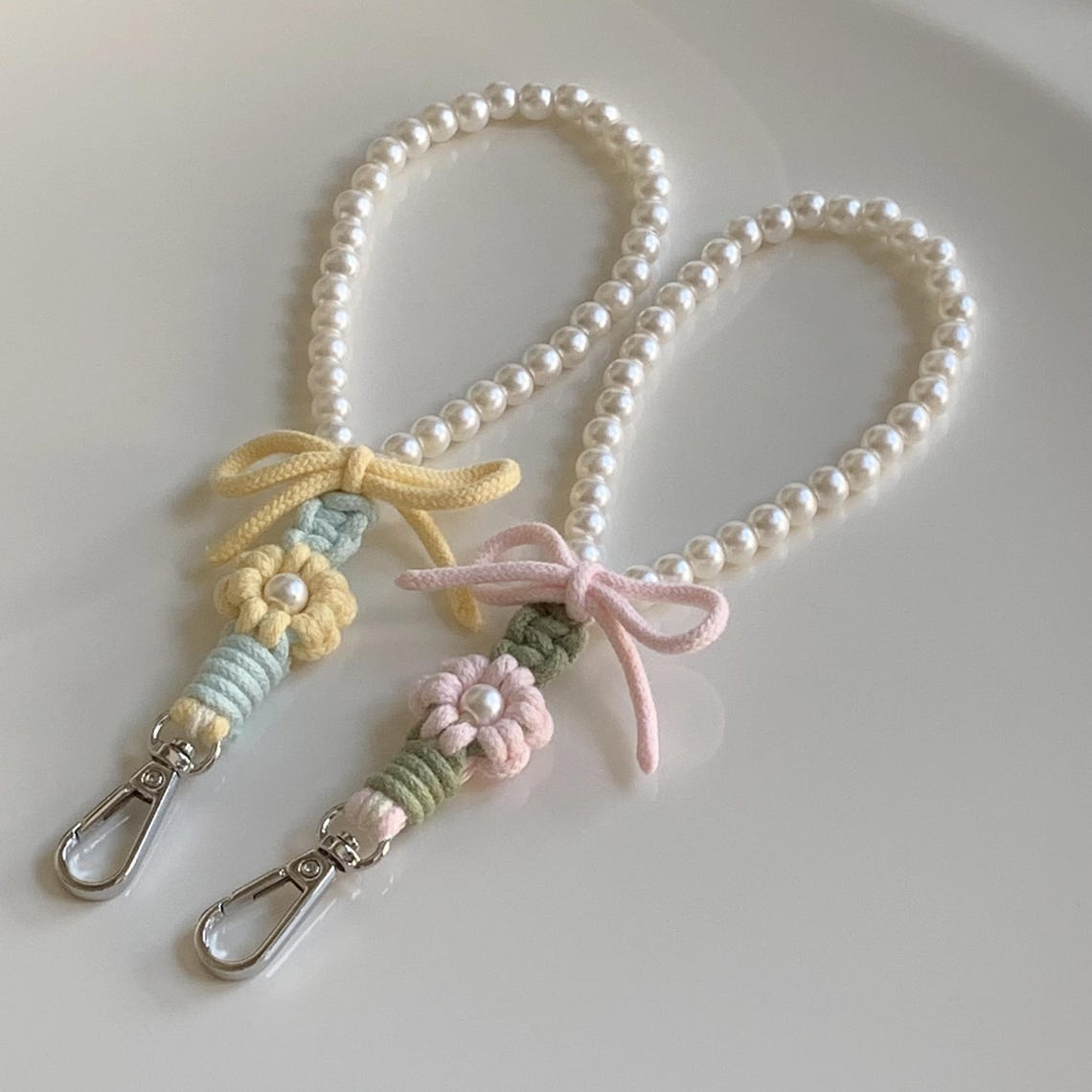 Handmade Beaded Crochet Flower Phone Charm, Floral Key Chain - Etsy