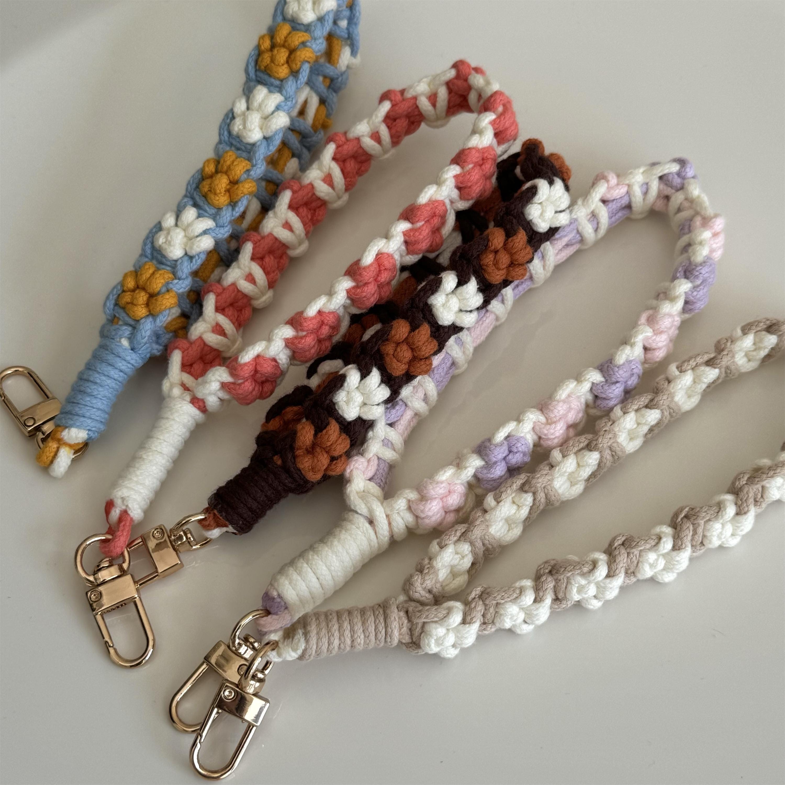 Handmade Weave Cat Paws Crochet Keychains, Macrame Wristlet Keychain ...